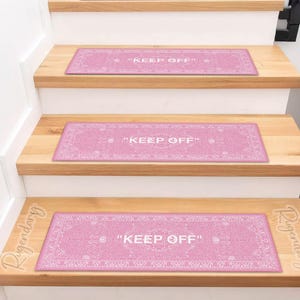 Pink Keep off Stair Rug, Nonslip Backing Stair Tread Carpet, Pink Step ...