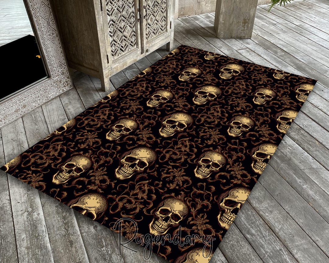 Horror Skull Pattern Rug, Gothic Room Mat, Scary Decor, Gothic Art ...
