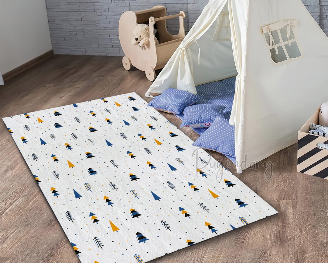 Spruce Theme Nursery Rug, Forest Carpet, Nonslip Backing, Machine ...