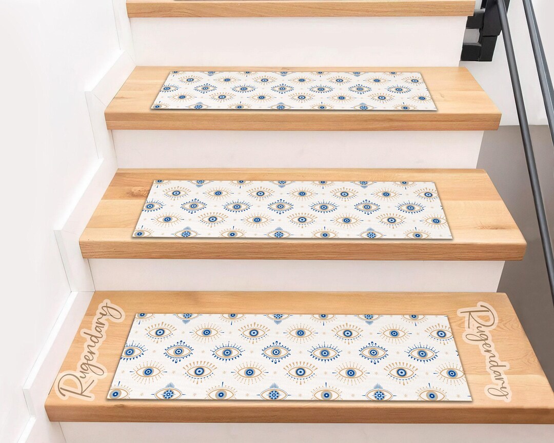 Evil Eye Stair Treads: Boho Witchcraft Carpet, Non-slip Stair Rug - Etsy