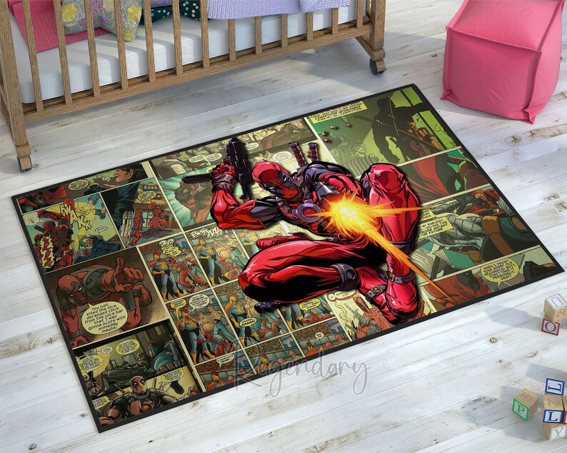 Deadpool Cartoon Rug Comic Book Rug Dorm Mat Marvel Decor - Etsy