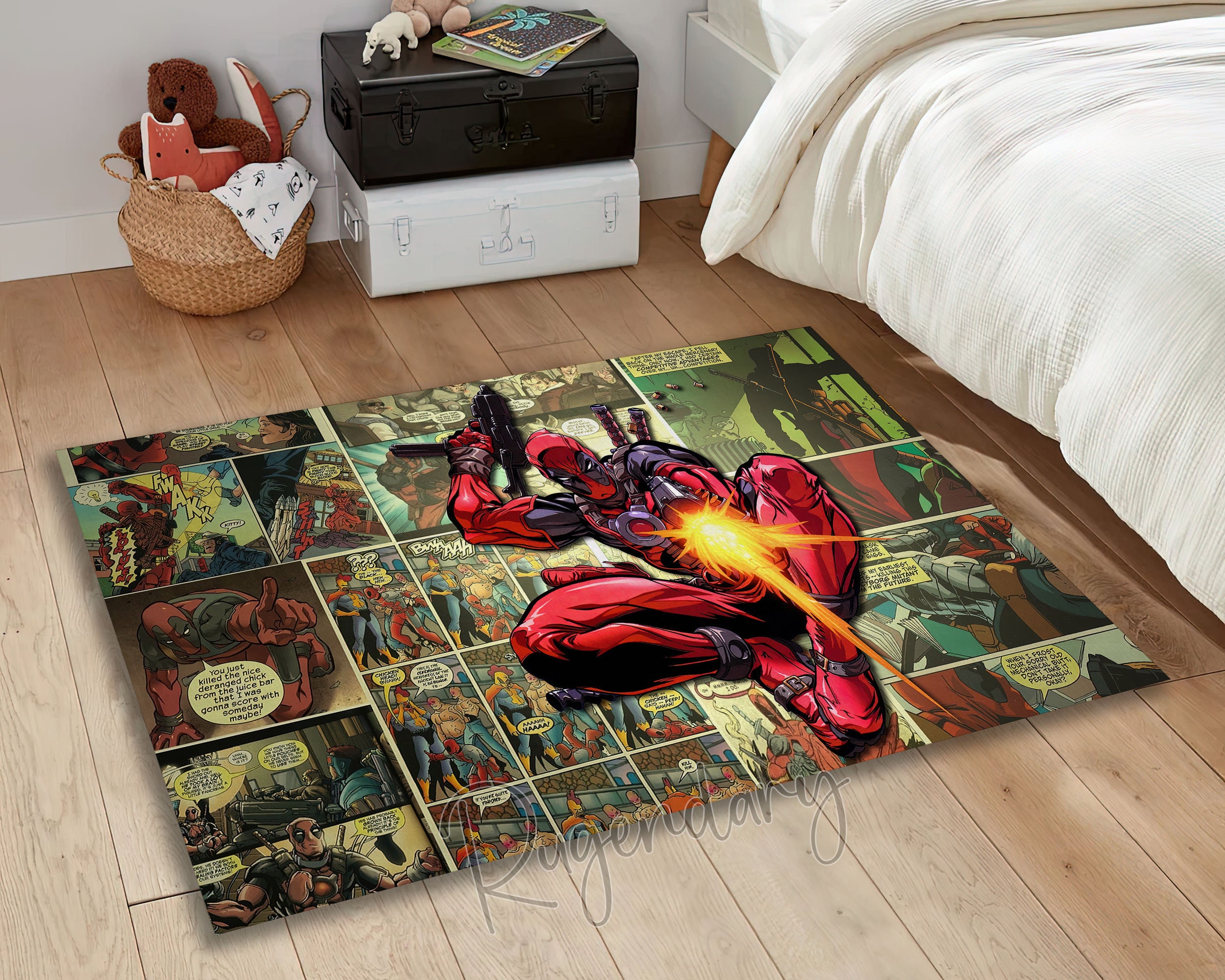 Deadpool Cartoon Rug Comic Book Rug Dorm Mat Marvel Decor - Etsy