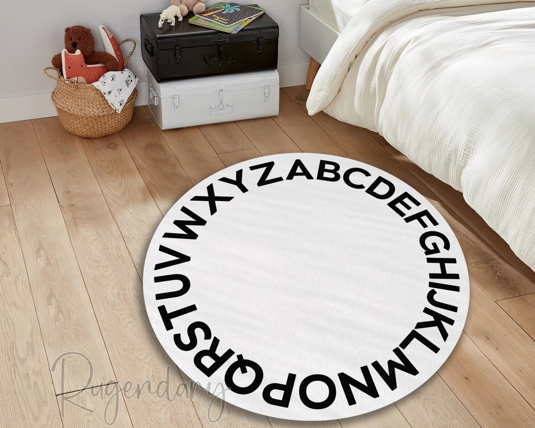 Alphabet Round Rug, ABC Carpet, Educational Mat, Nonslip Soft Rug ...