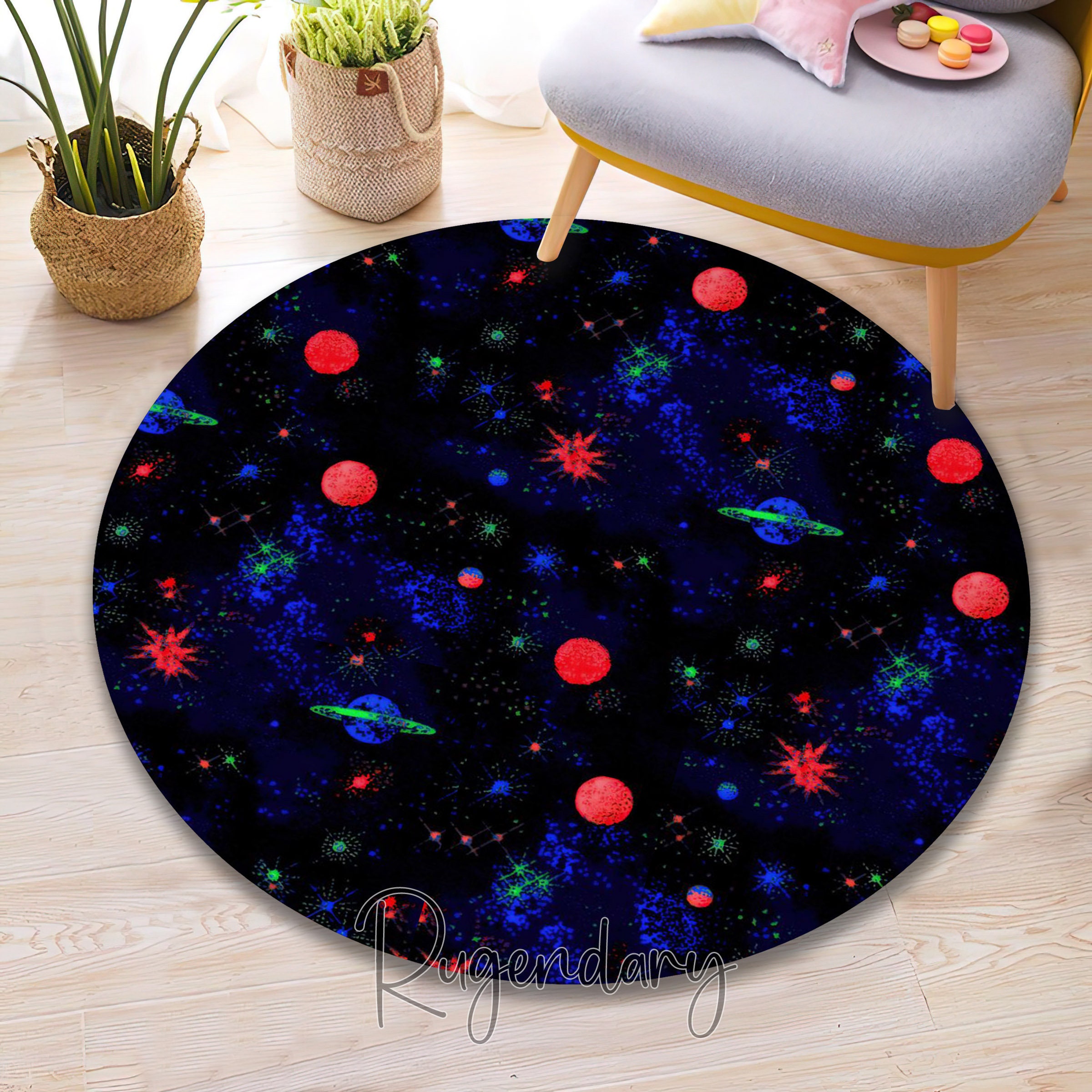 Nostalgic Bowling Rug, Retro Style Gaming Room Carpet, Spacey Mat ...