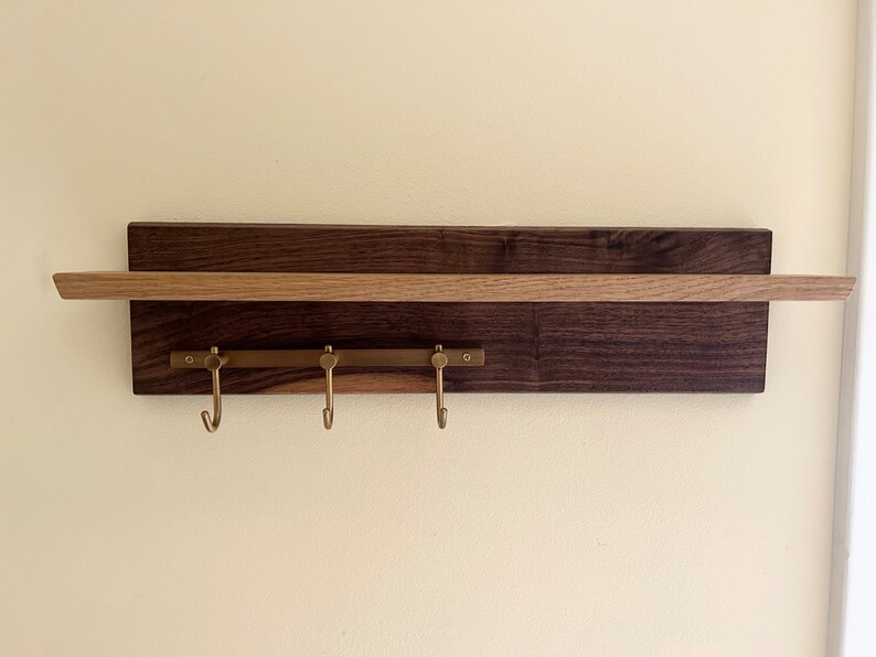 Mid Centry Modern Key Hook Coat Rack for Hat Rack - Front Door Shelf ...