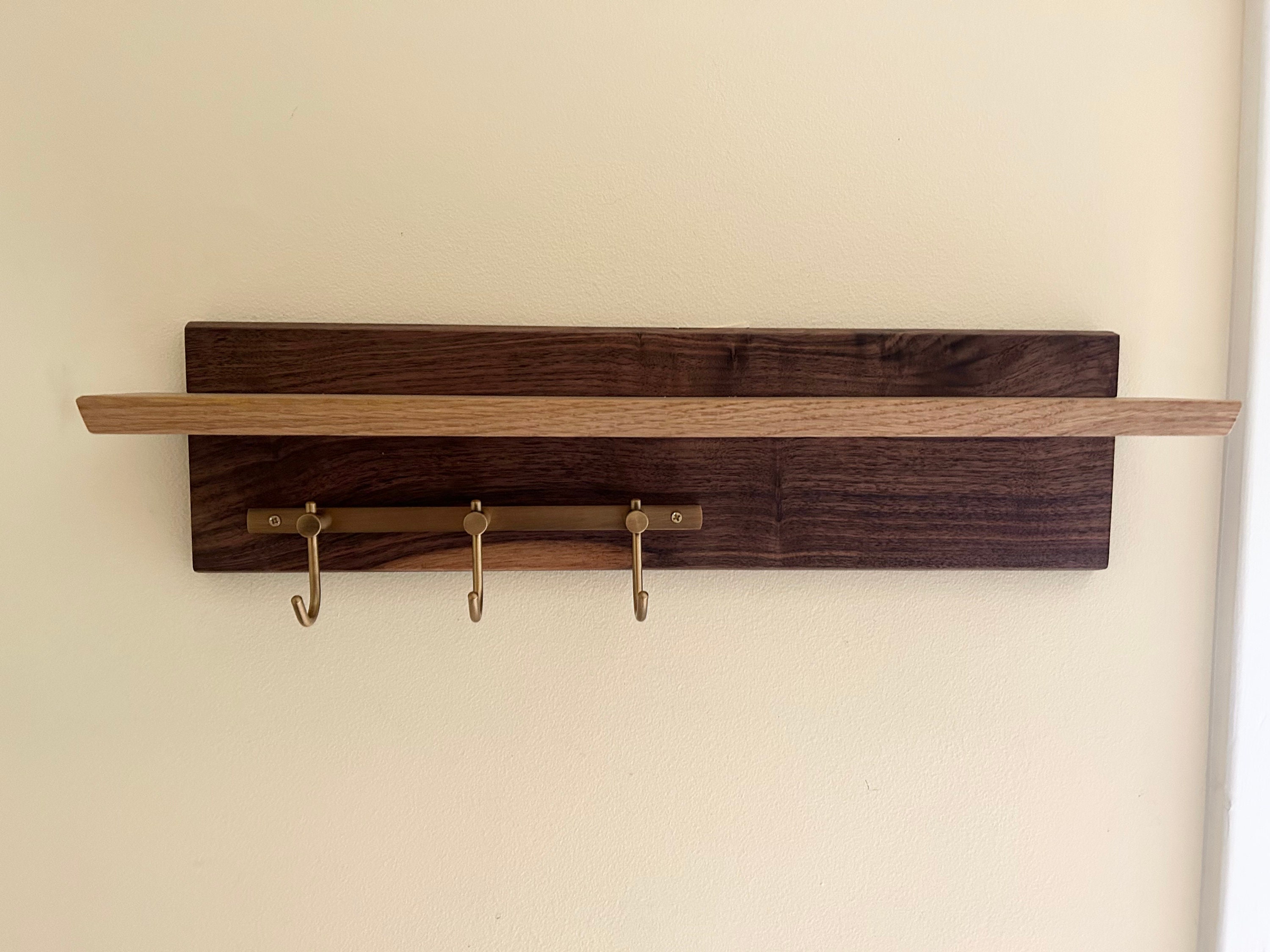 Mid Centry Modern Key Hook Coat Rack for Hat Rack - Front Door Shelf ...
