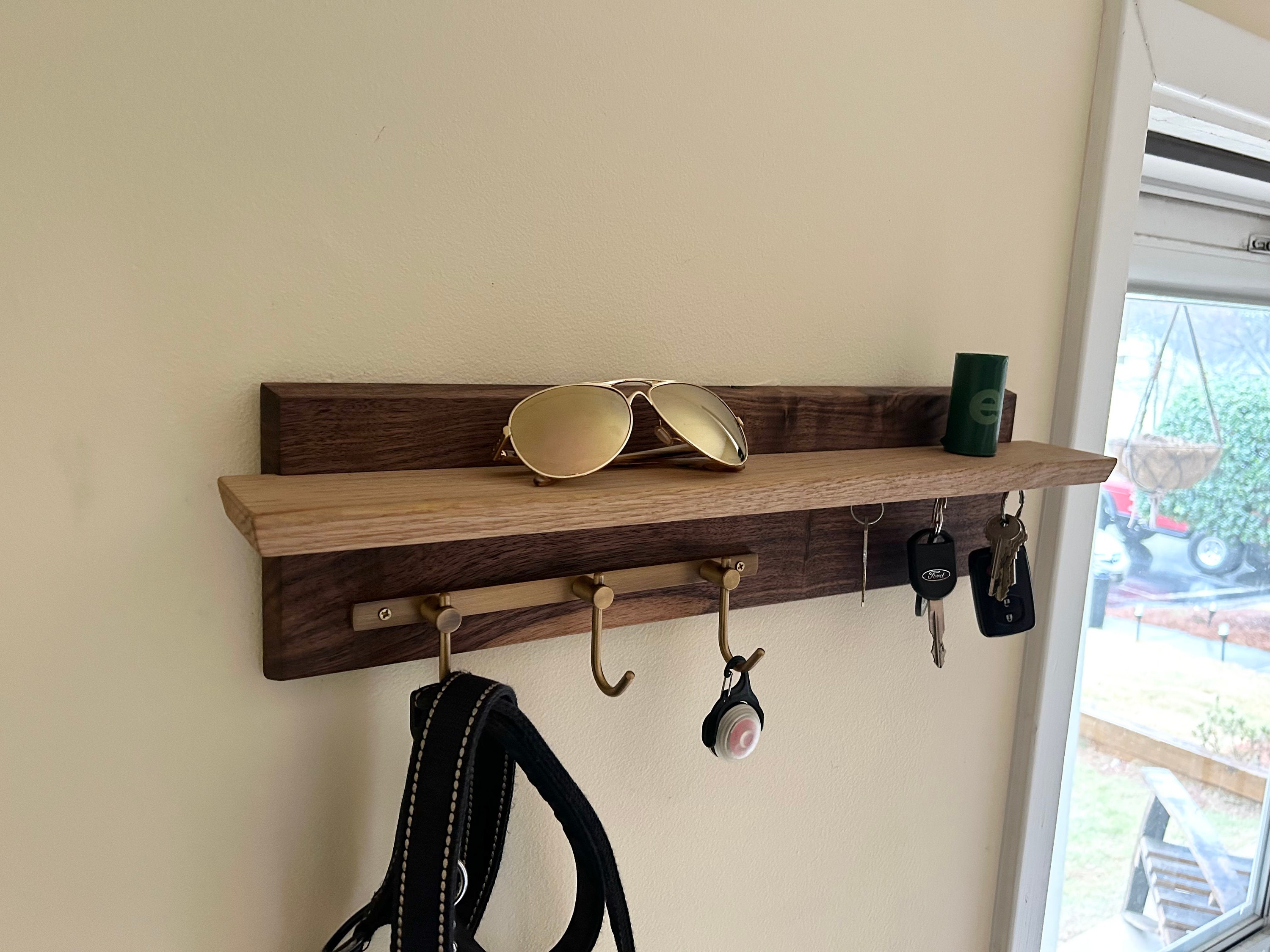 Mid Centry Modern Key Hook Coat Rack for Hat Rack - Front Door Shelf ...