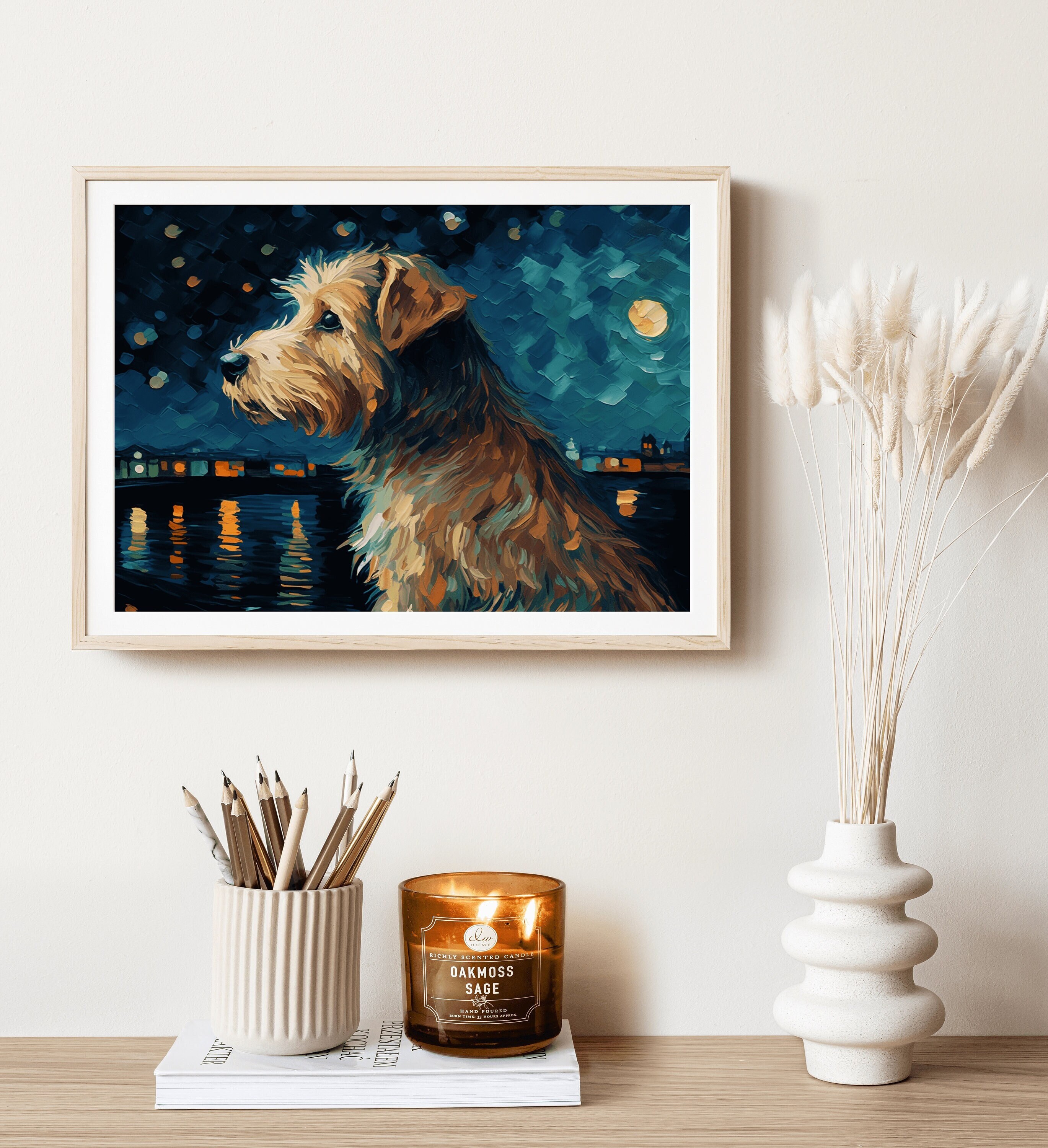 The Starry Night and a Dog by Vincent Van Gogh, Remastered, Printable ...