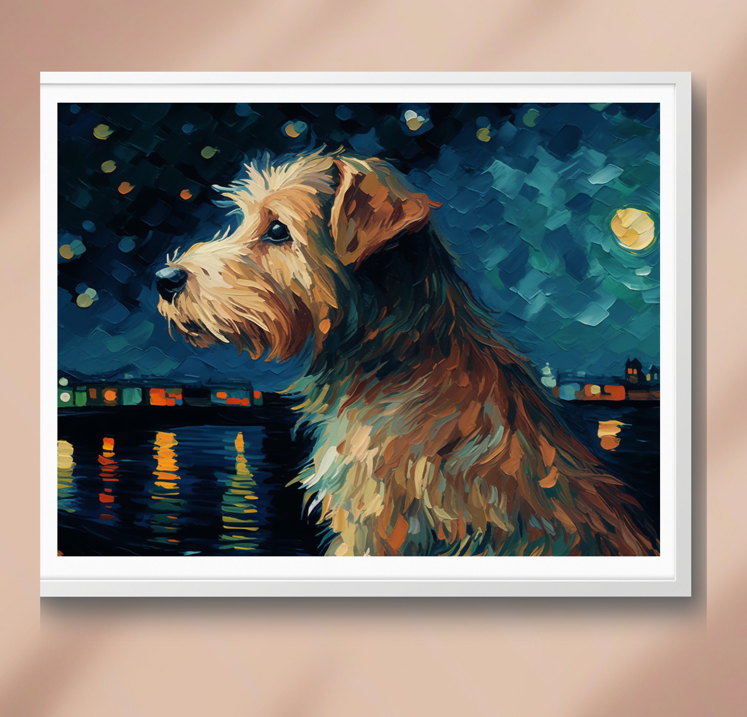 The Starry Night and a Dog by Vincent Van Gogh, Remastered, Printable ...