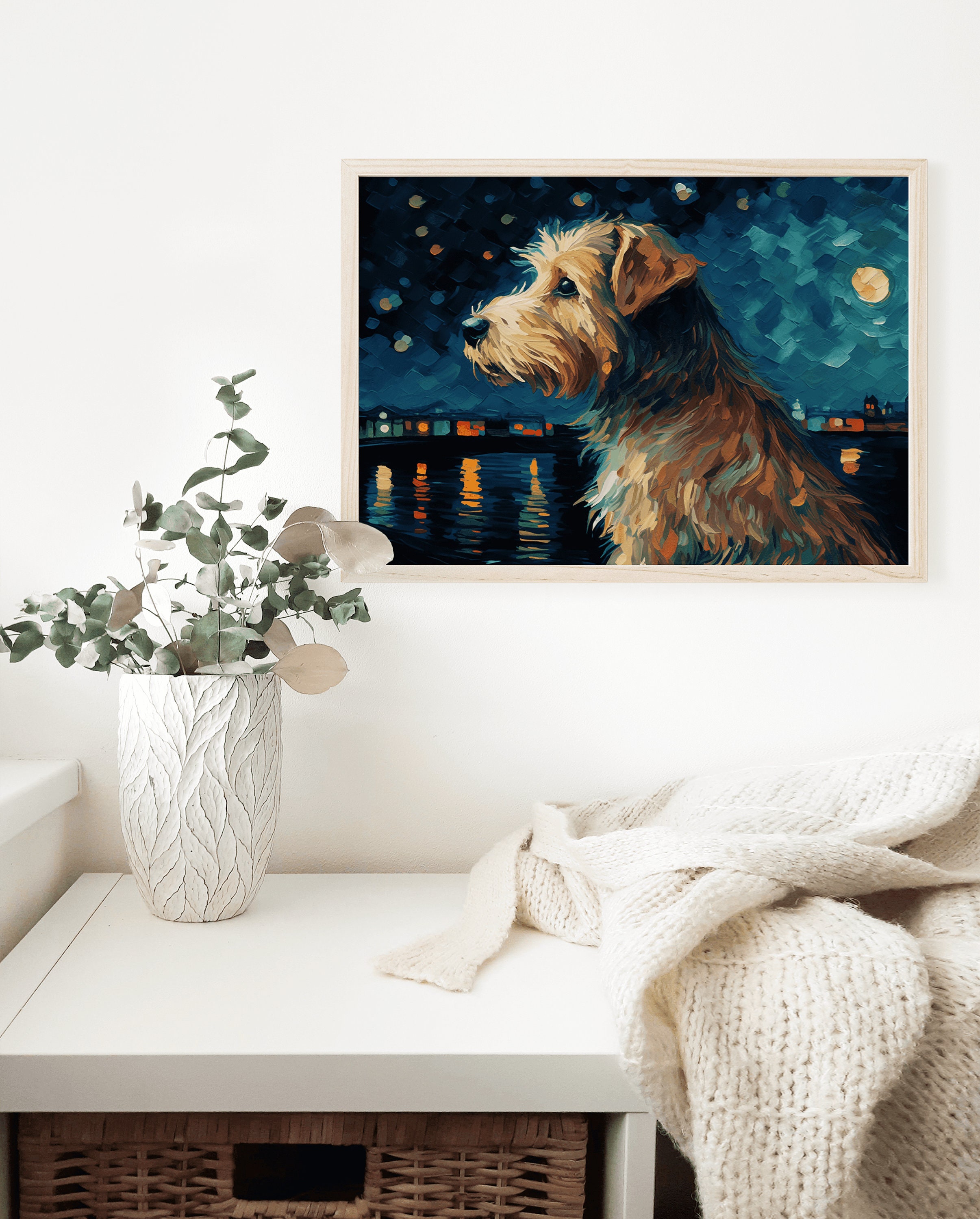 The Starry Night and a Dog by Vincent Van Gogh, Remastered, Printable ...