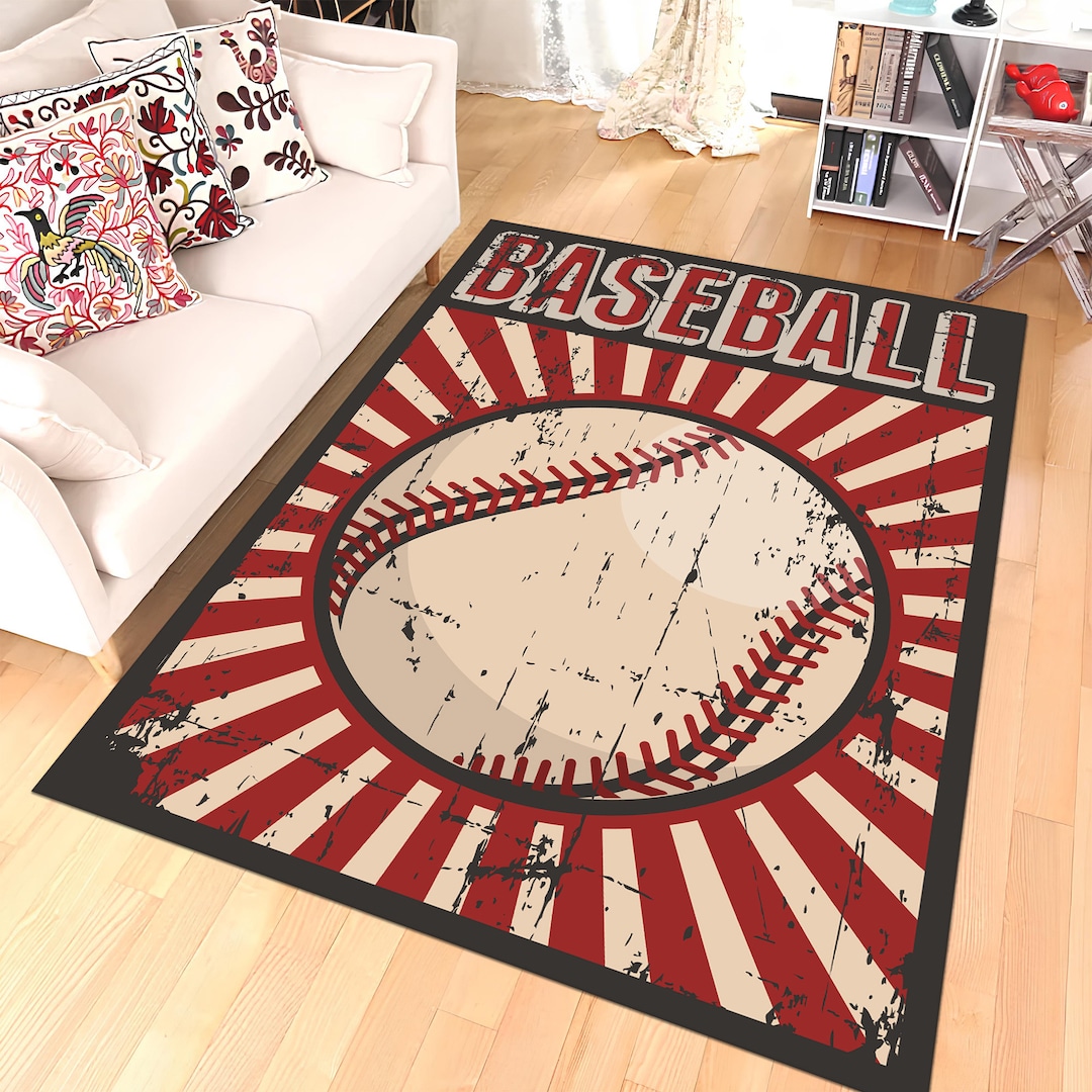Baseball Rug, Baseball Ball Rug, Minimalist Rug, Sports Rug, Popular ...
