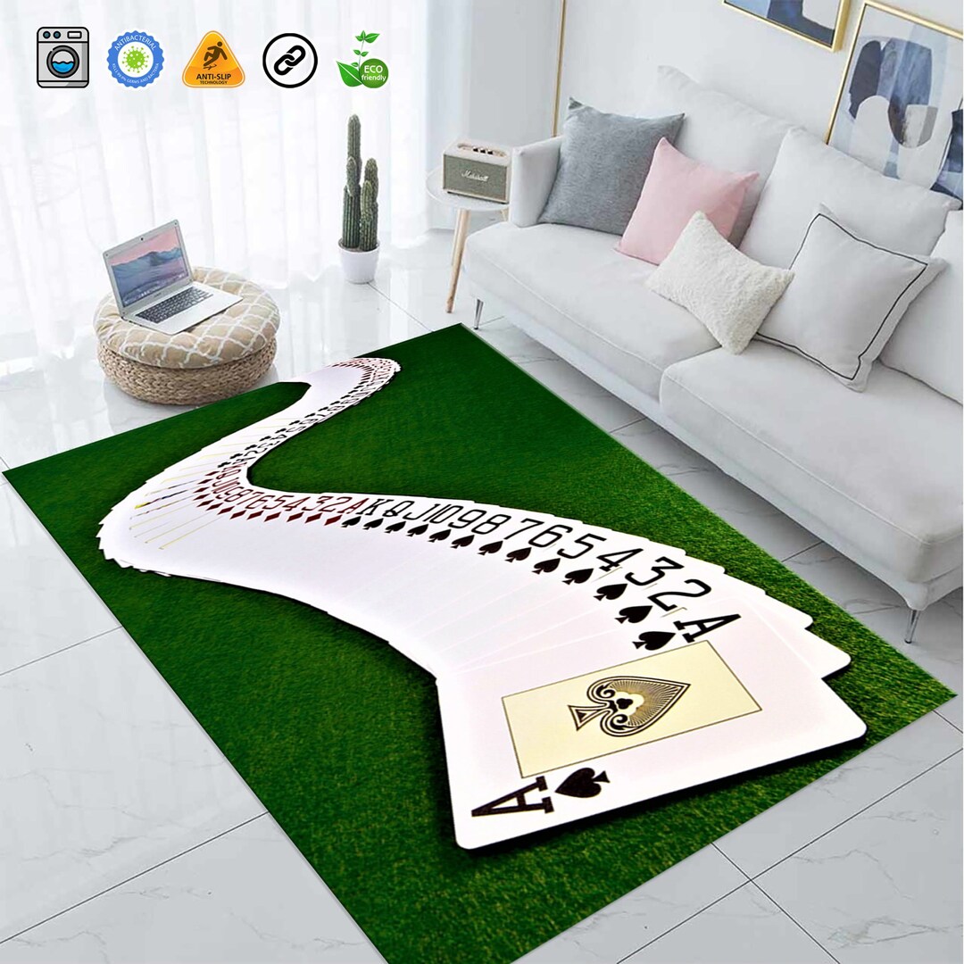 Playing Cards Symbols Area Rug, Poker Player Room Design Carpet, Casino ...