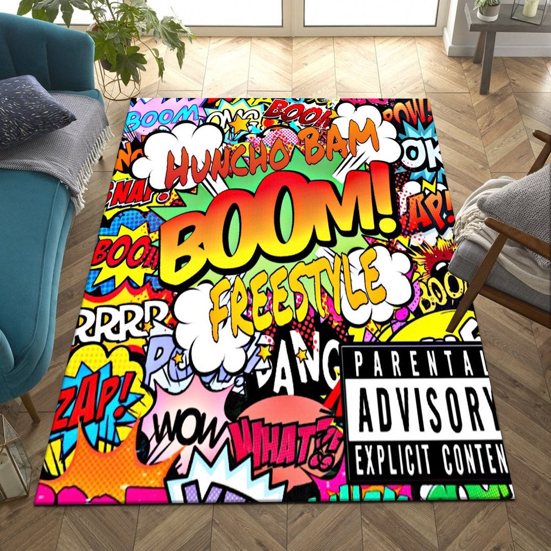 Pop Art Rug, Comic Graffiti Rug, Boom Art Rug, Modern Art Rug, Home ...