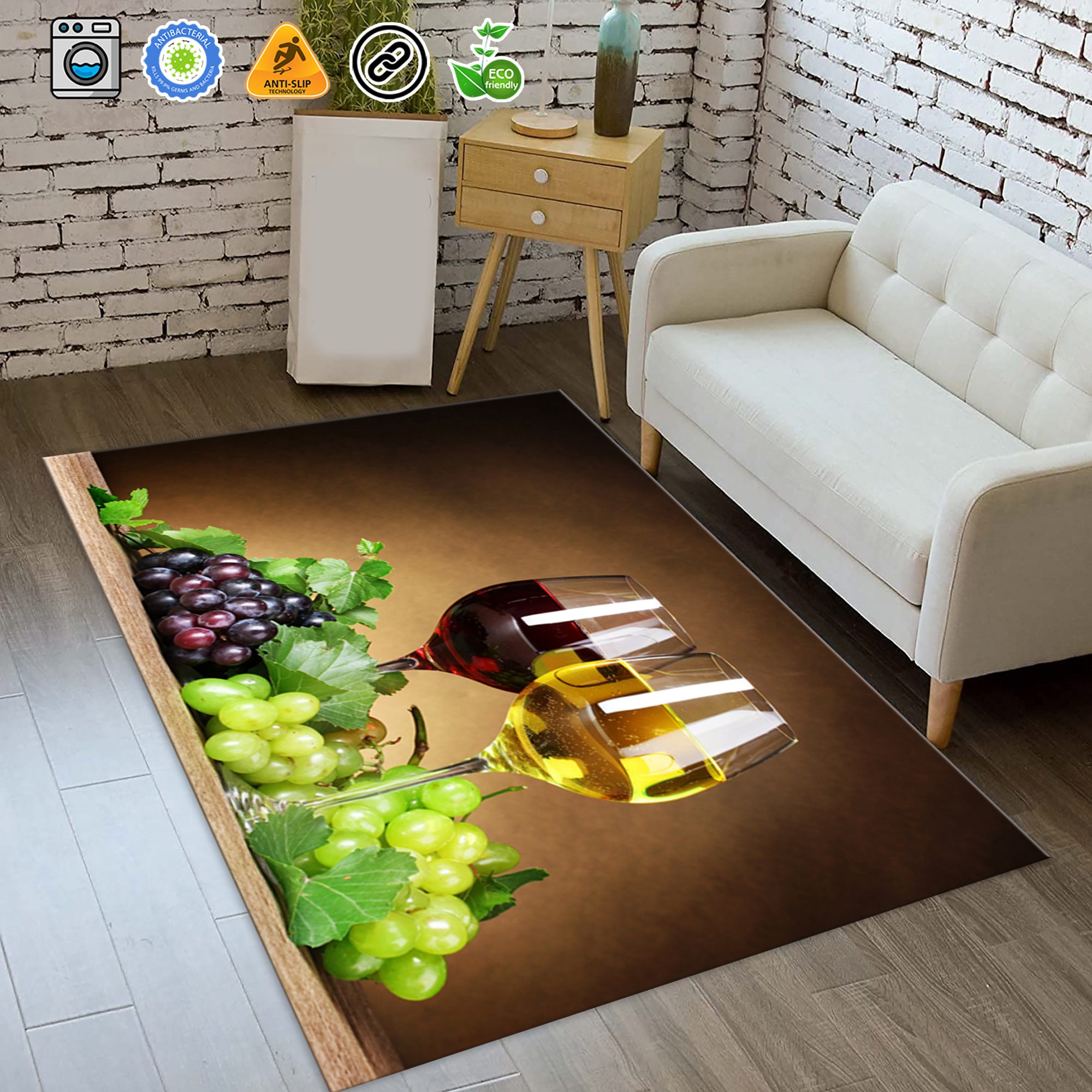 Wine Glassfantastic Rugkitchen Rugwine Artglass - Etsy