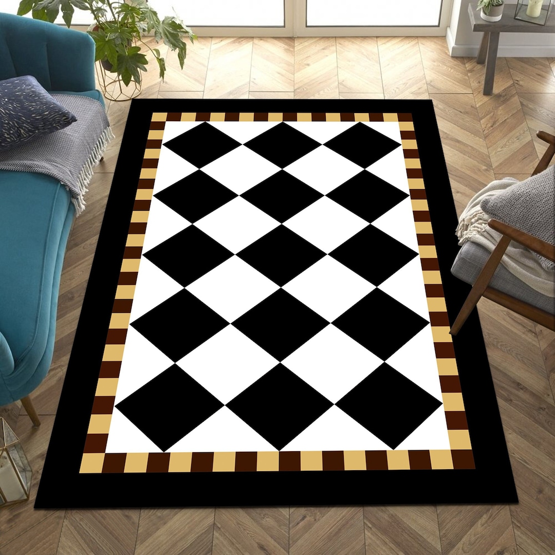 Checkered Rug, Geometric Rug, Pattern Rug, Area Rug, Custom Rug ...