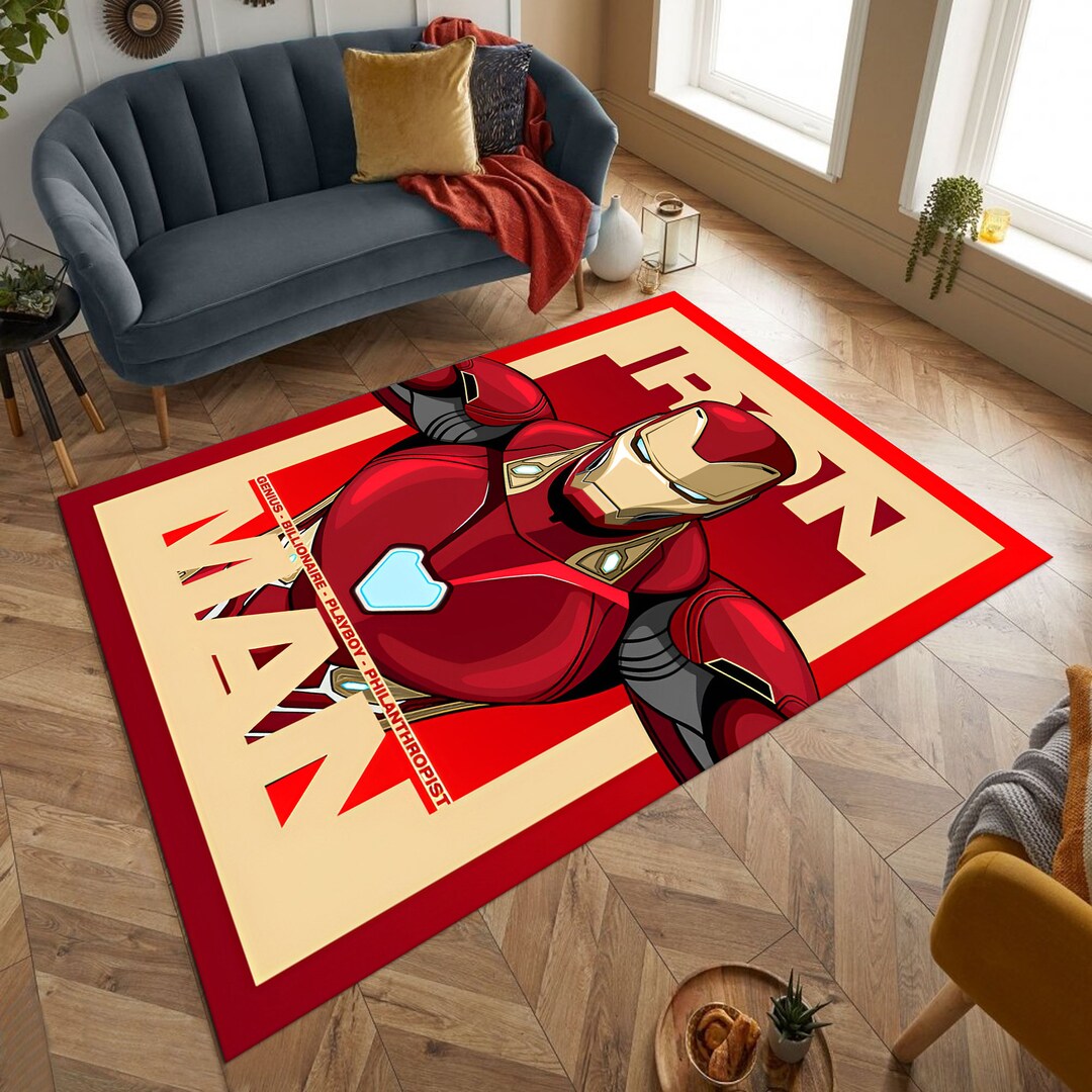 Iron-man Rug, Popular Characters Rug, Movie Decor, Marvel Decor,movie ...