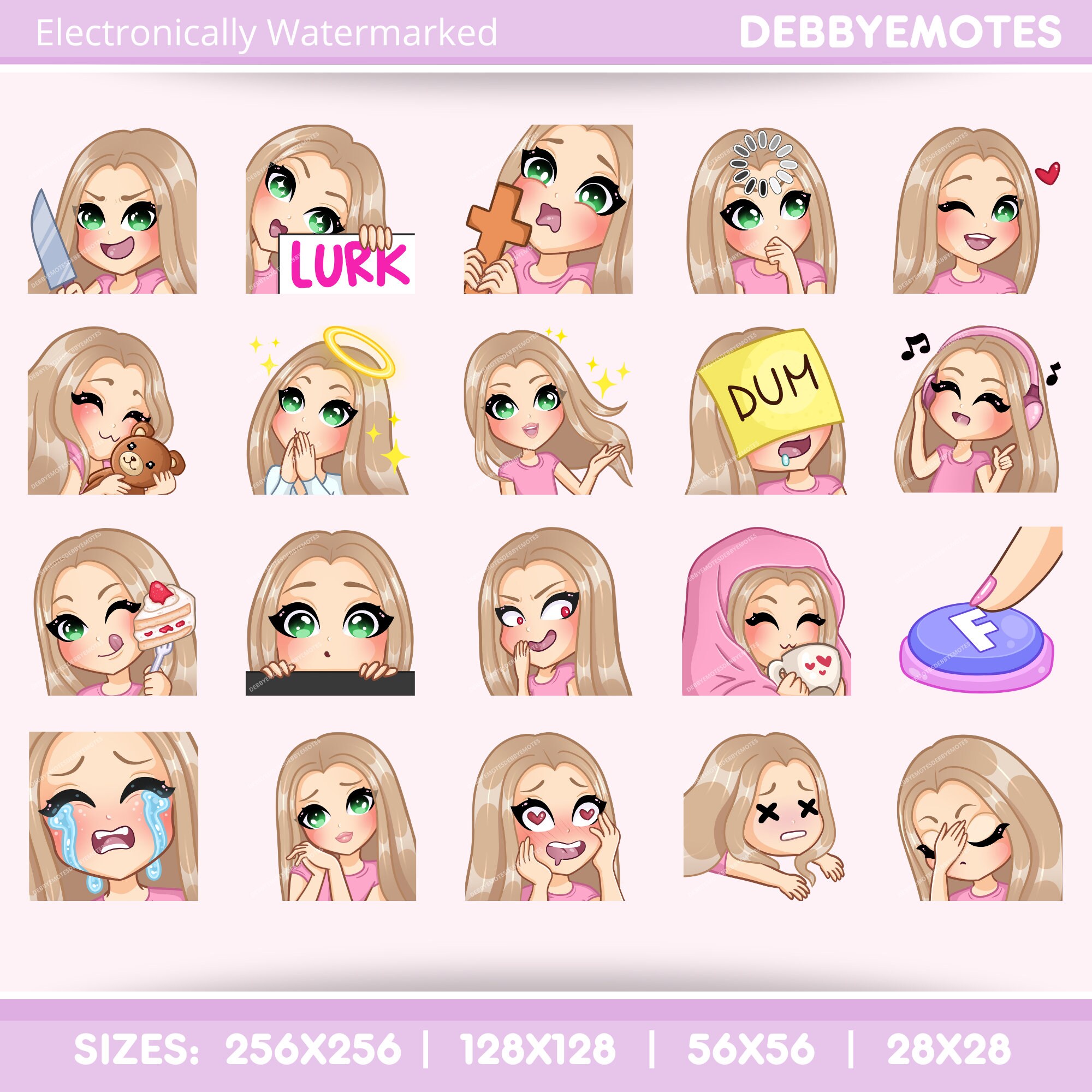 Girl Emotes for Twitch, P2u Emotes 20 Pcs for Discord, Youtube and Any ...