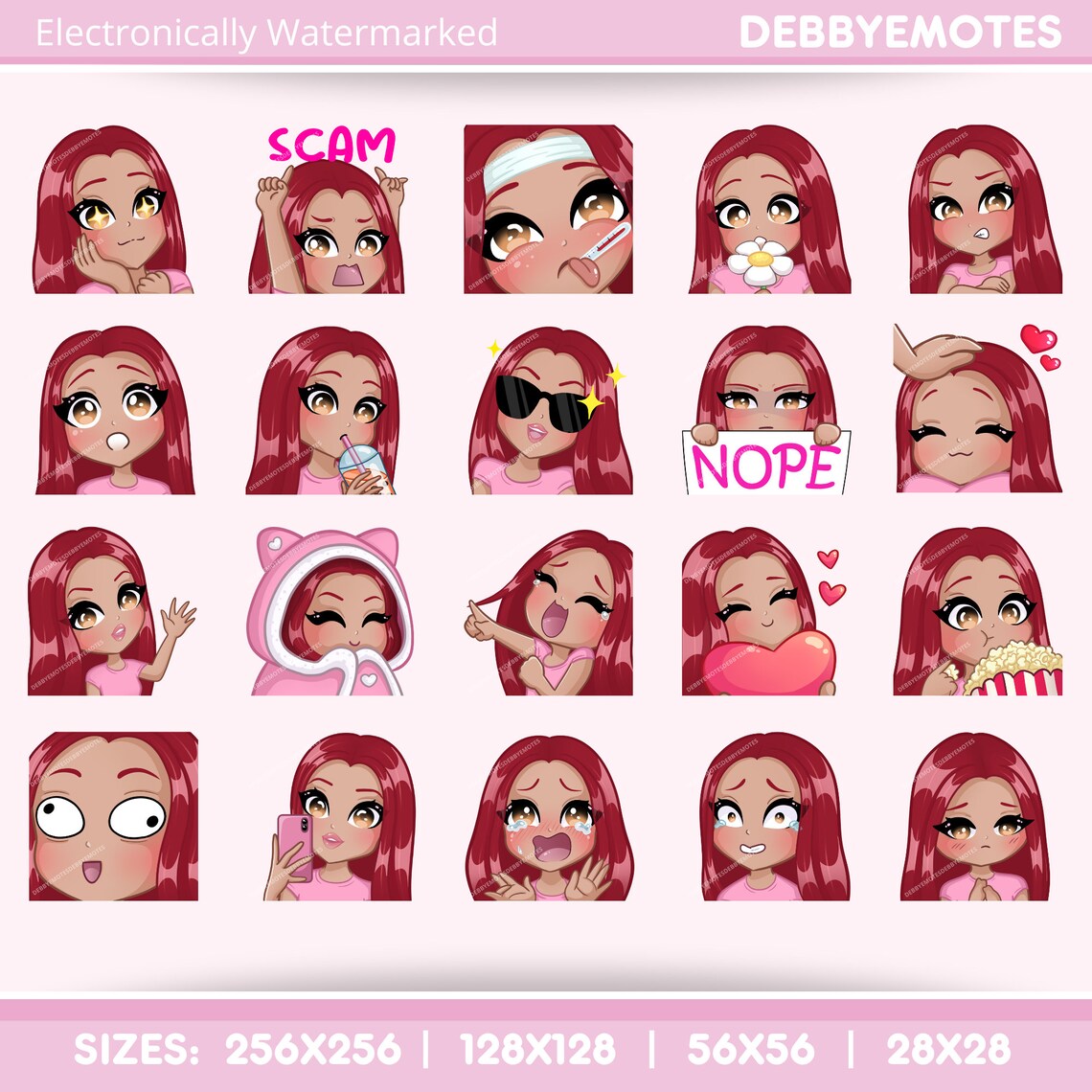 Chibi Girl Twitch Emotes, Bundle Pack 20 for Discord, Youtube and Any ...