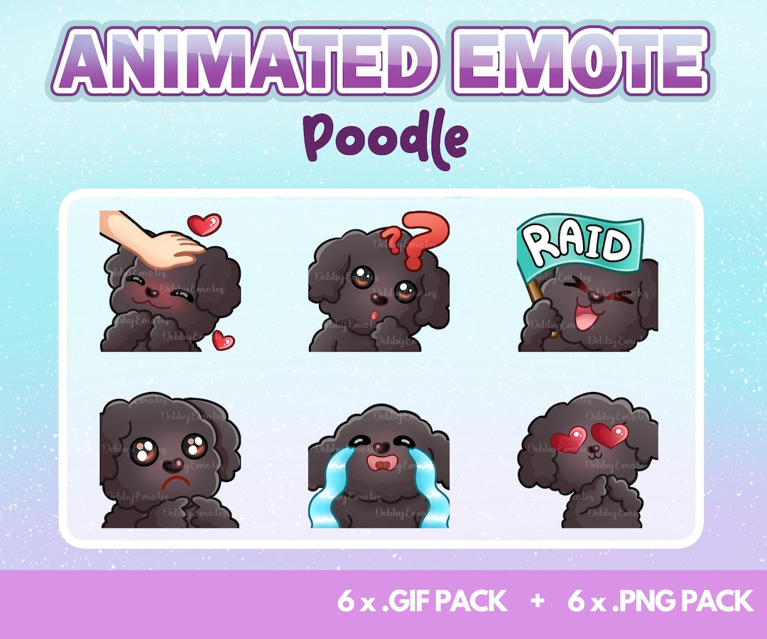 Animated Dog Emote 6 Pack Dog Poodle Emotes - Animated Twitch Emotes - Etsy