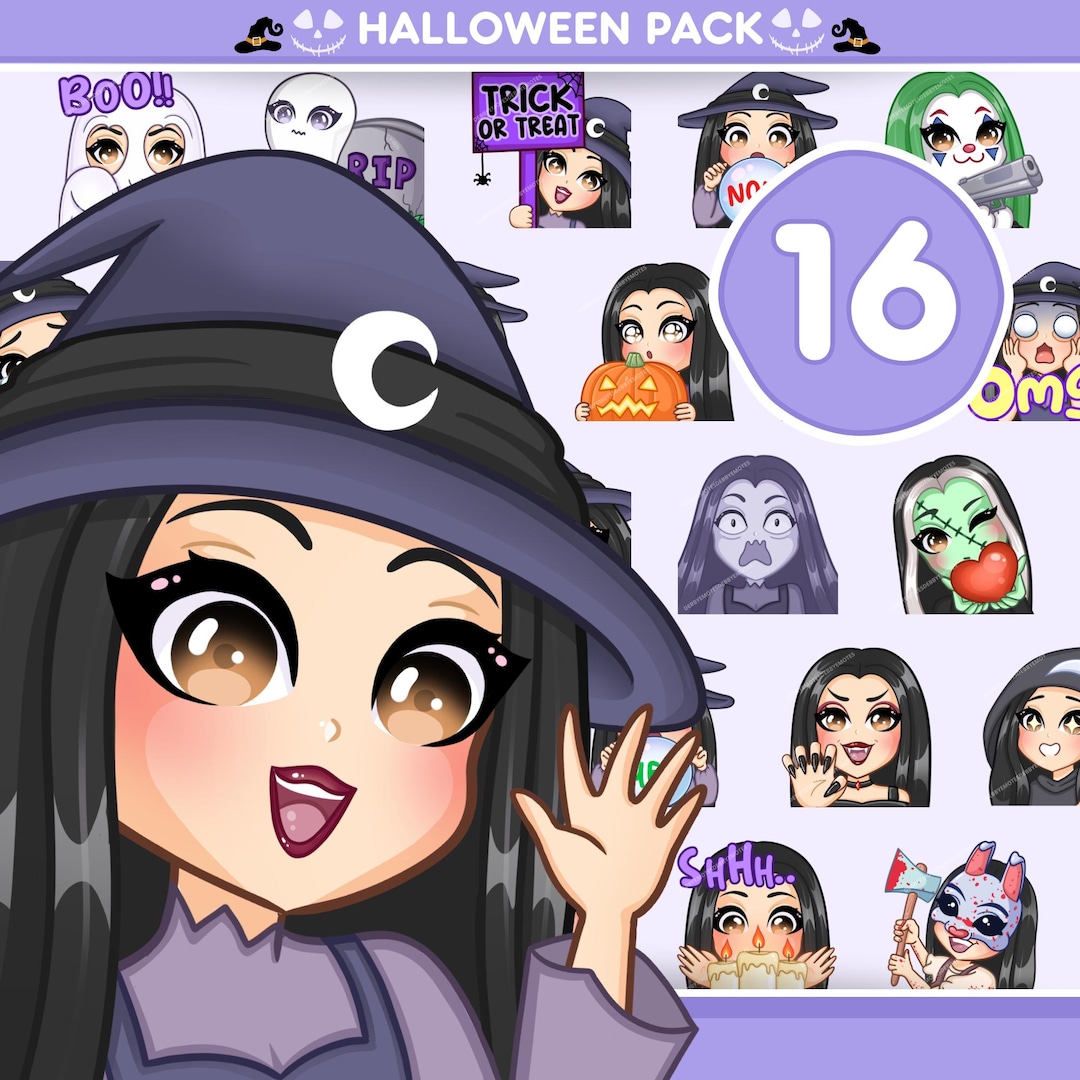 Halloween Witch Emotes 16 Pcs, Bundle for Twitch, Discord and Any ...