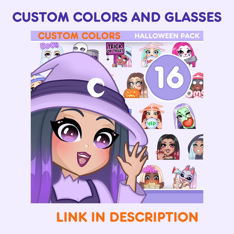 Halloween Emotes, Curly Emotes 16 Pcs, Bundle for Twitch, Discord and ...