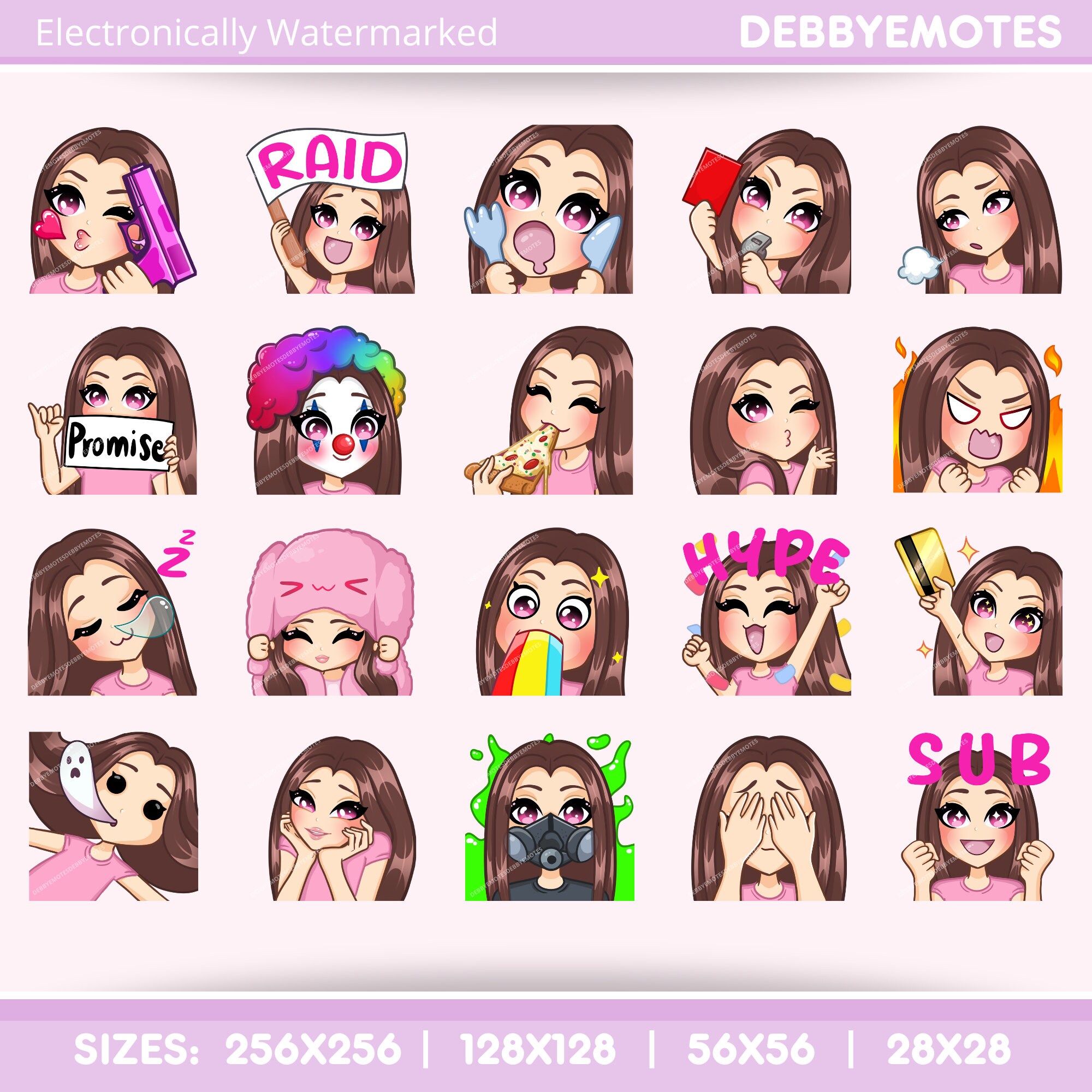 Anime Girl Emotes, Girl Emotes 20 Pcs for Discord, Twitch, Youtube and ...