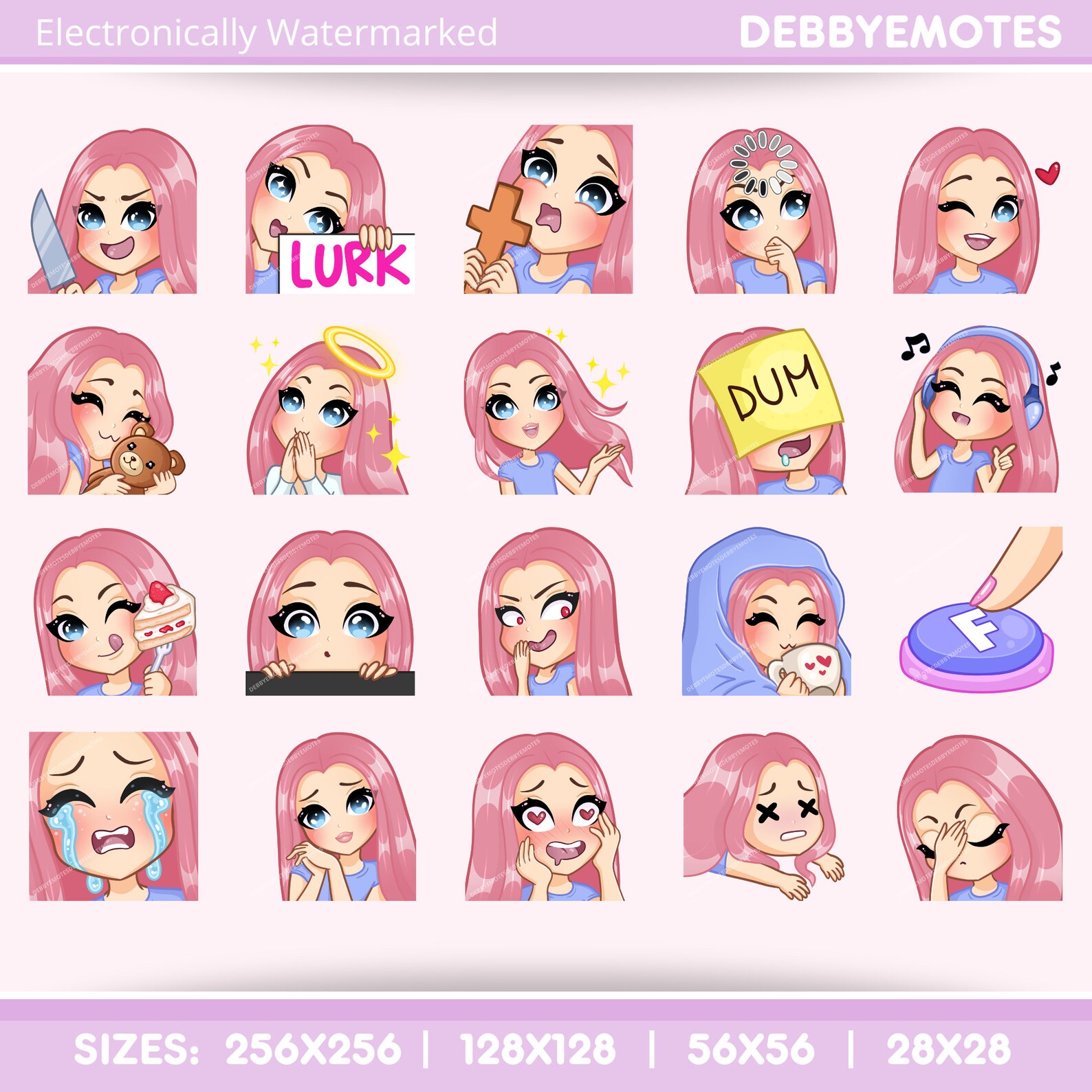 Chibi Girl Twitch Emotes, Bundle 20 Pcs for Discord, Youtube and Any ...