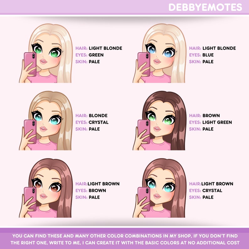 Cute Twitch Emotes, Kick Girl 20 Pcs for Discord, Youtube and Any ...