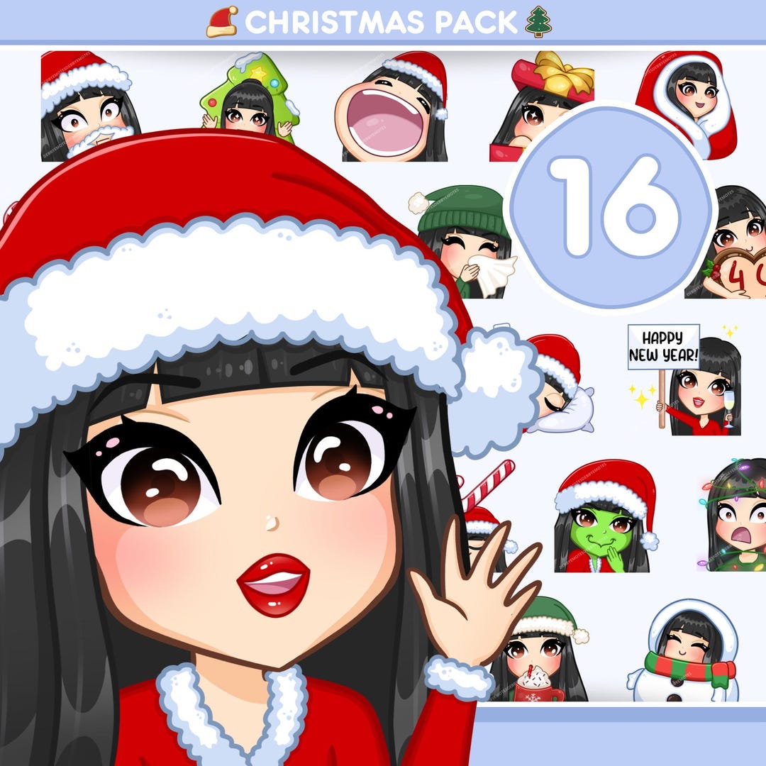 Twitch Girl Emotes for Christmas With Fringe, Discord, Tik Tok and Any ...