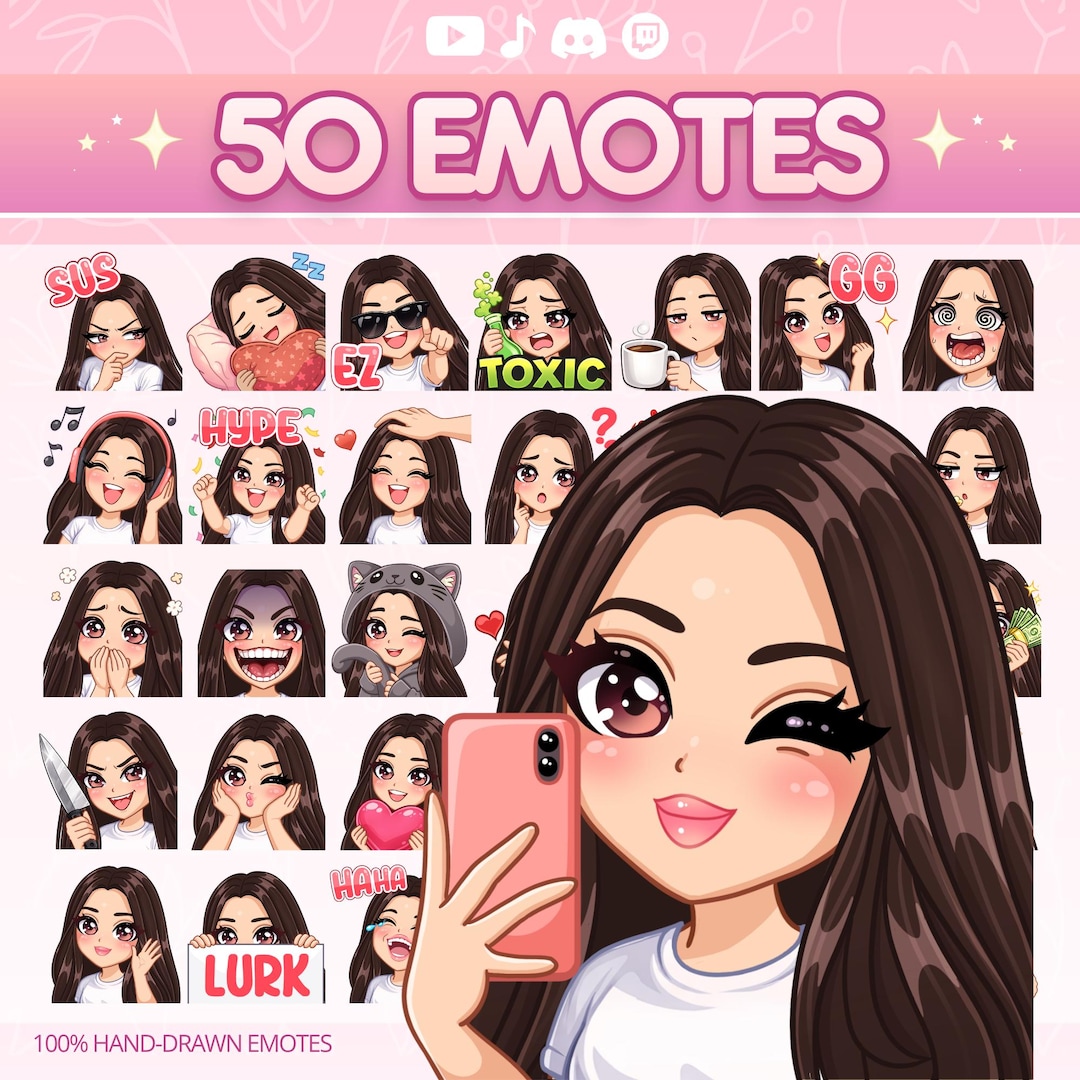 Girl Emotes | Twitch Emotes | Chibi Girl Emotes | Discord Emotes ...