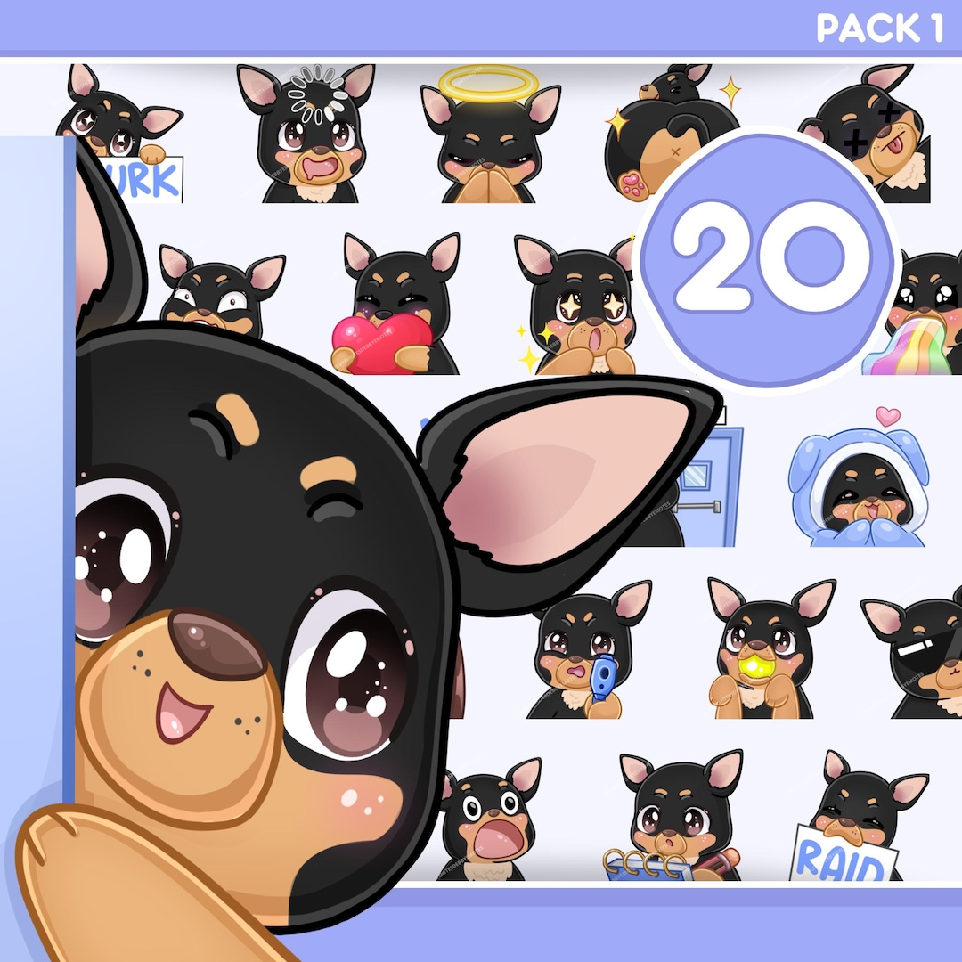 Pinscher Dog Emotes, Dog Emotes 20 Pcs for Twitch, Discord, Kick ...