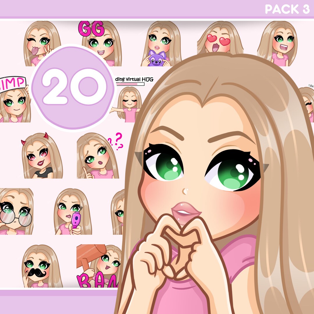 Twitch Girl Emotes, Bundle 20 Pcs for Discord, Youtube and Any Stream ...