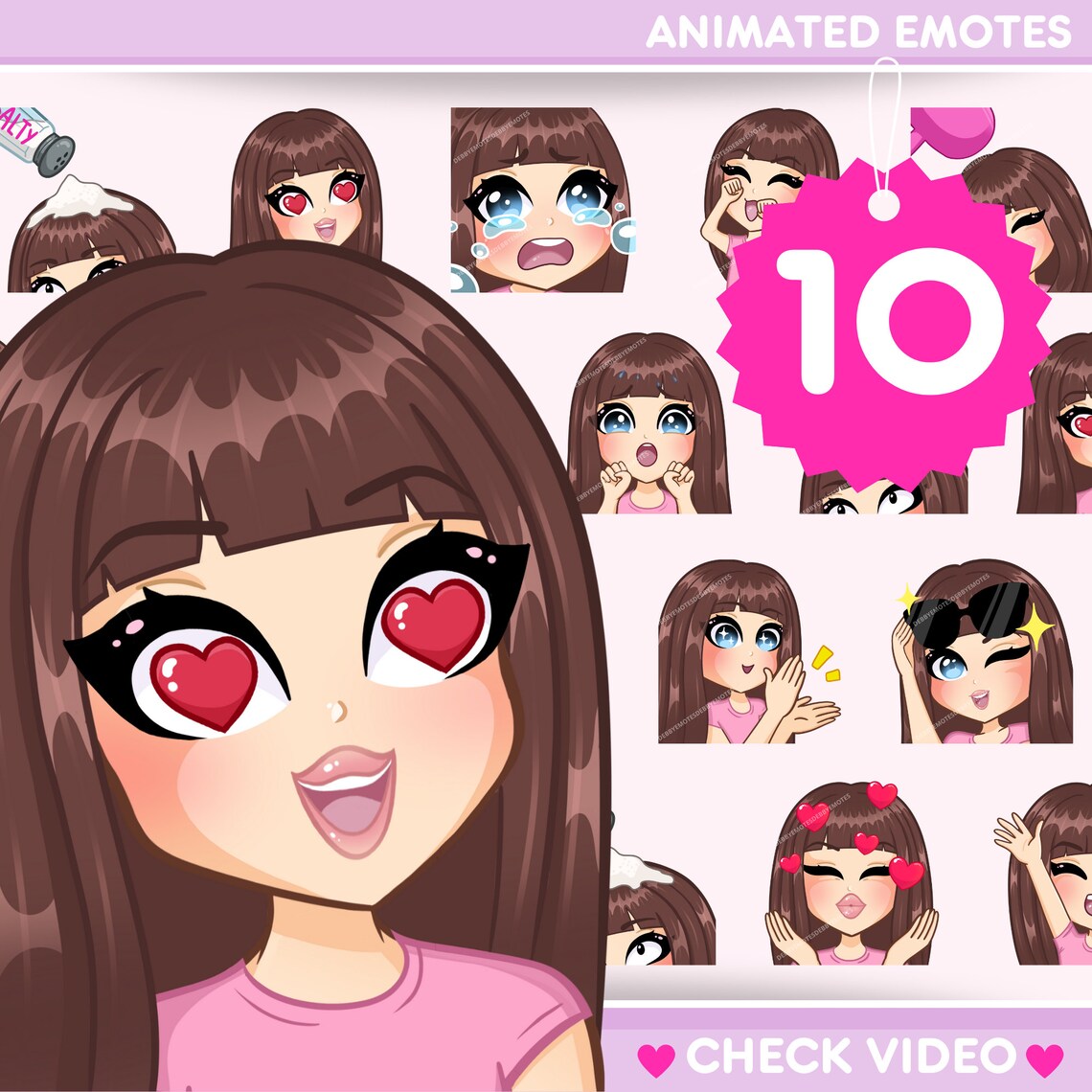Fringe Girl Animated Emotes, 10 Pcs for Twitch, Discord and Any Stream ...