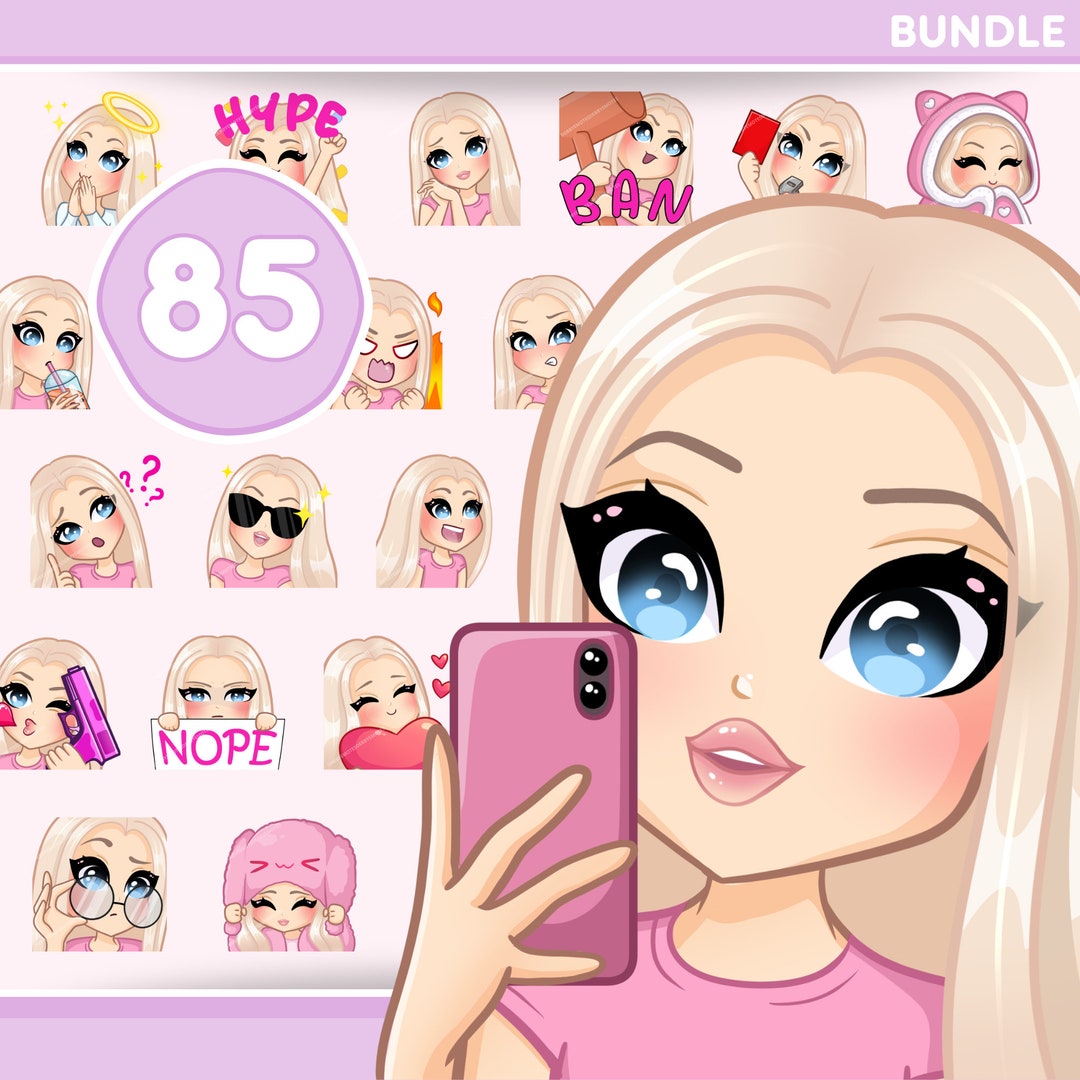Cute Girl Emotes, Bundle 85pcs for Discord, Kick, Tiktok and Any Stream ...