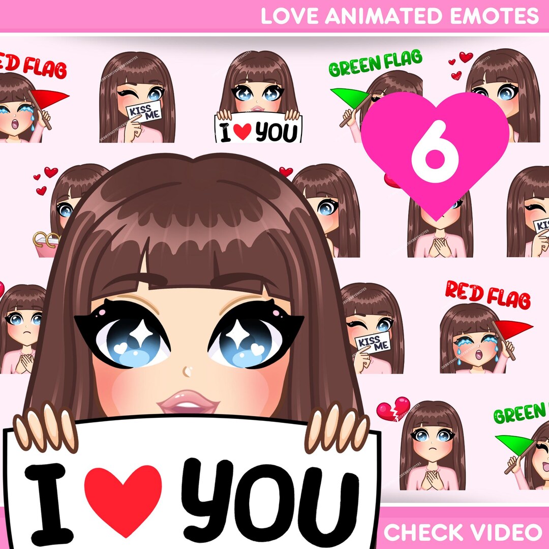Valentine's Day Animated Emotes, 6 Pcs Love Emotes for Twitch and Any ...