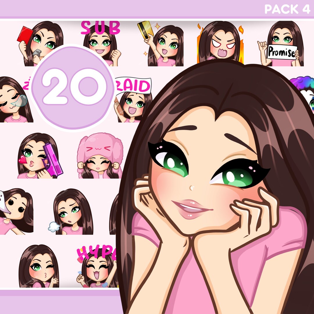 Twitch Emotes, 20 Pcs Girl Emotes for Discord, Youtube and Any Stream ...