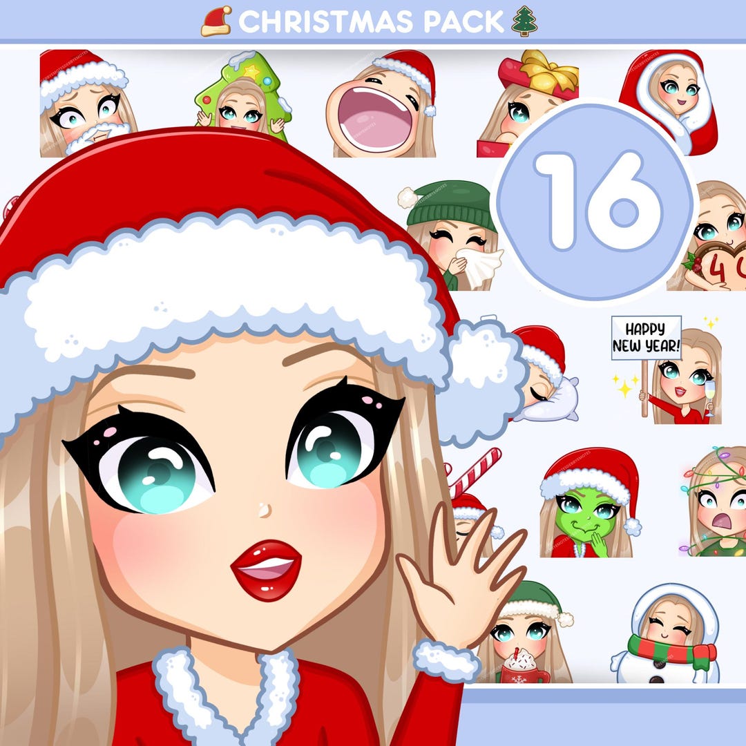 Santa Claus Emotes, Christmas Girl Bundle for Twitch and Any Stream and ...