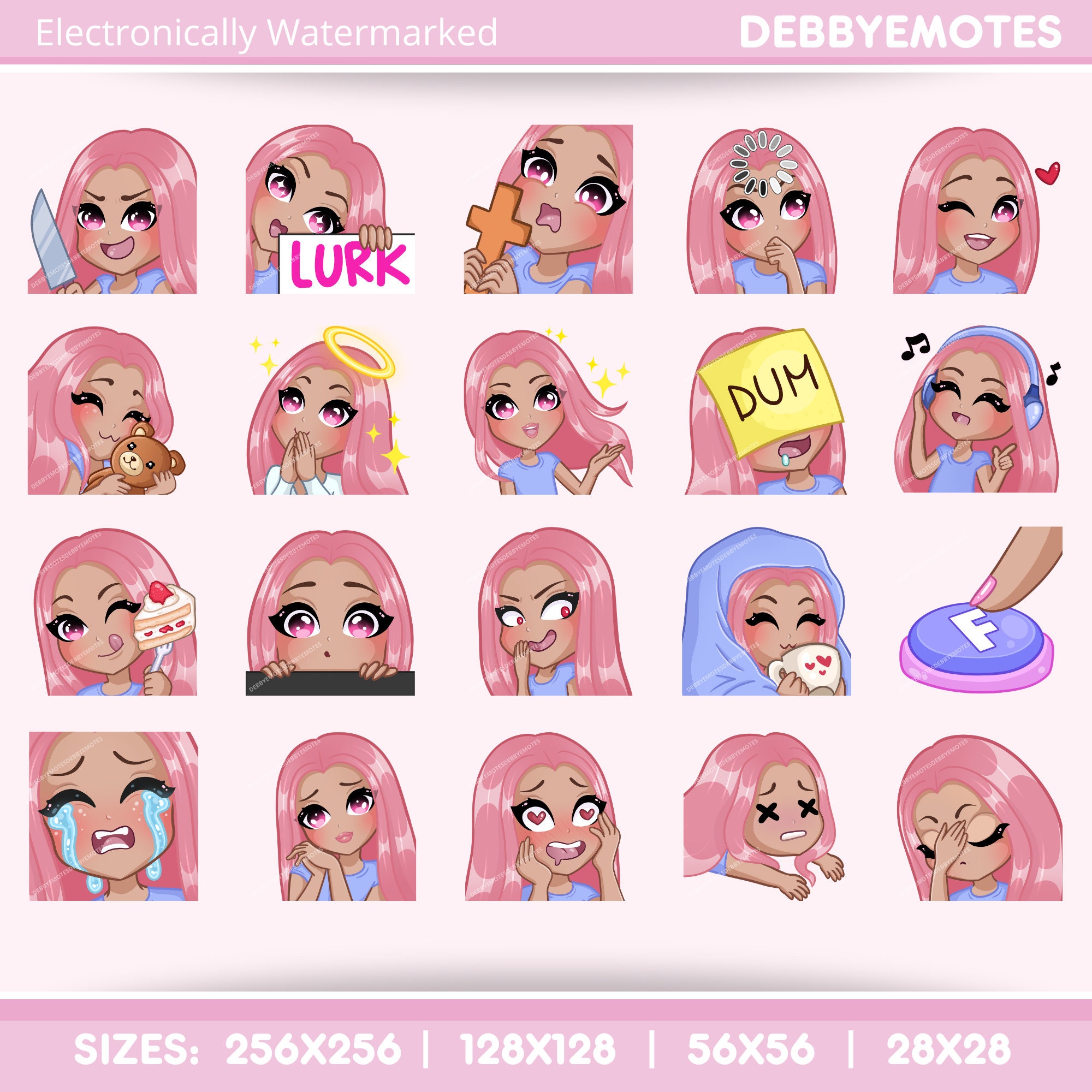 Anime Girl Emotes, Bundle 85pcs for Twitch, Kick, Tiktok and Any Stream ...