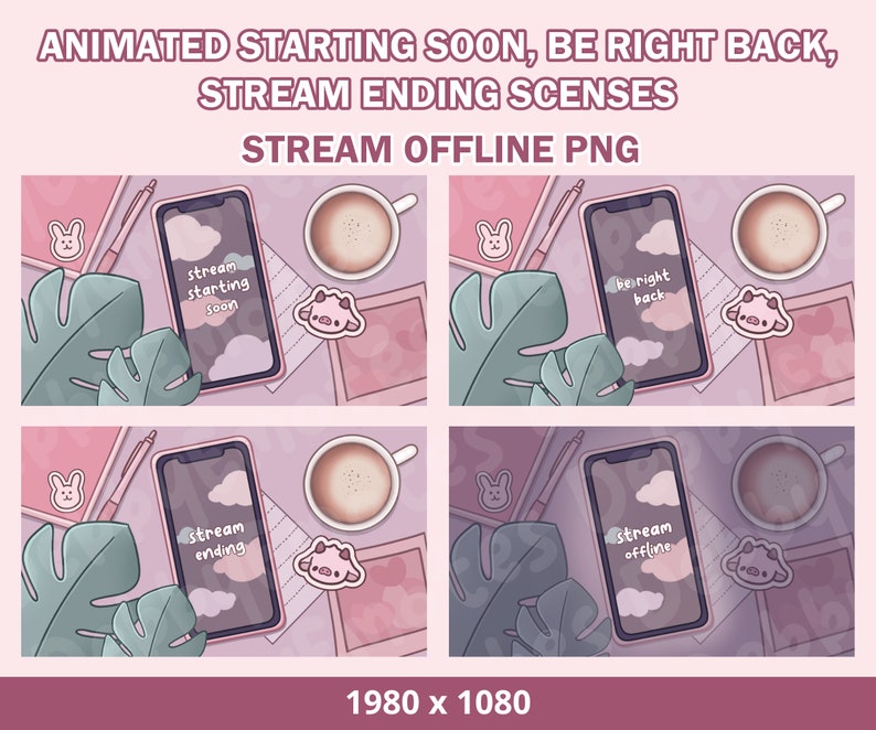 Animated Lofi Desk Twitch Overlays, Stream Scenes Starting Soon Screen ...