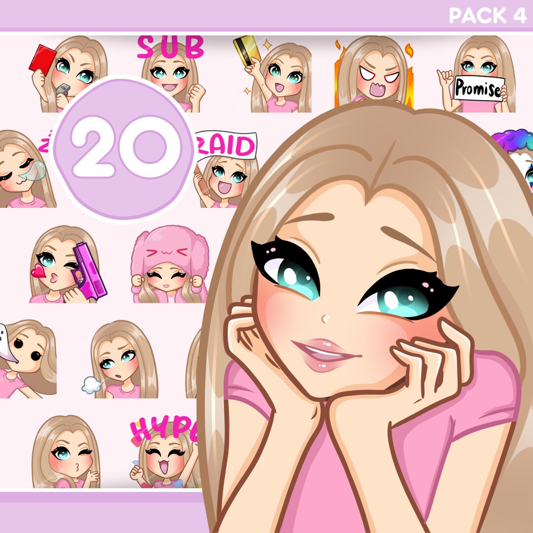 Girl Emotes, Bundle 20pcs for Discord, Kick, Youtube and Any Stream and ...