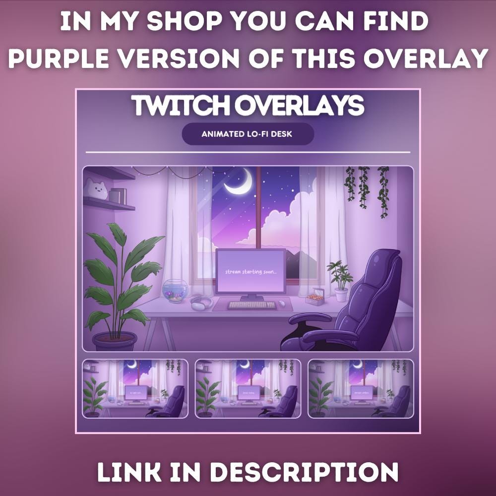 Twitch Overlays, Animated Pink Lofi Desk Streaming Scenes - Etsy