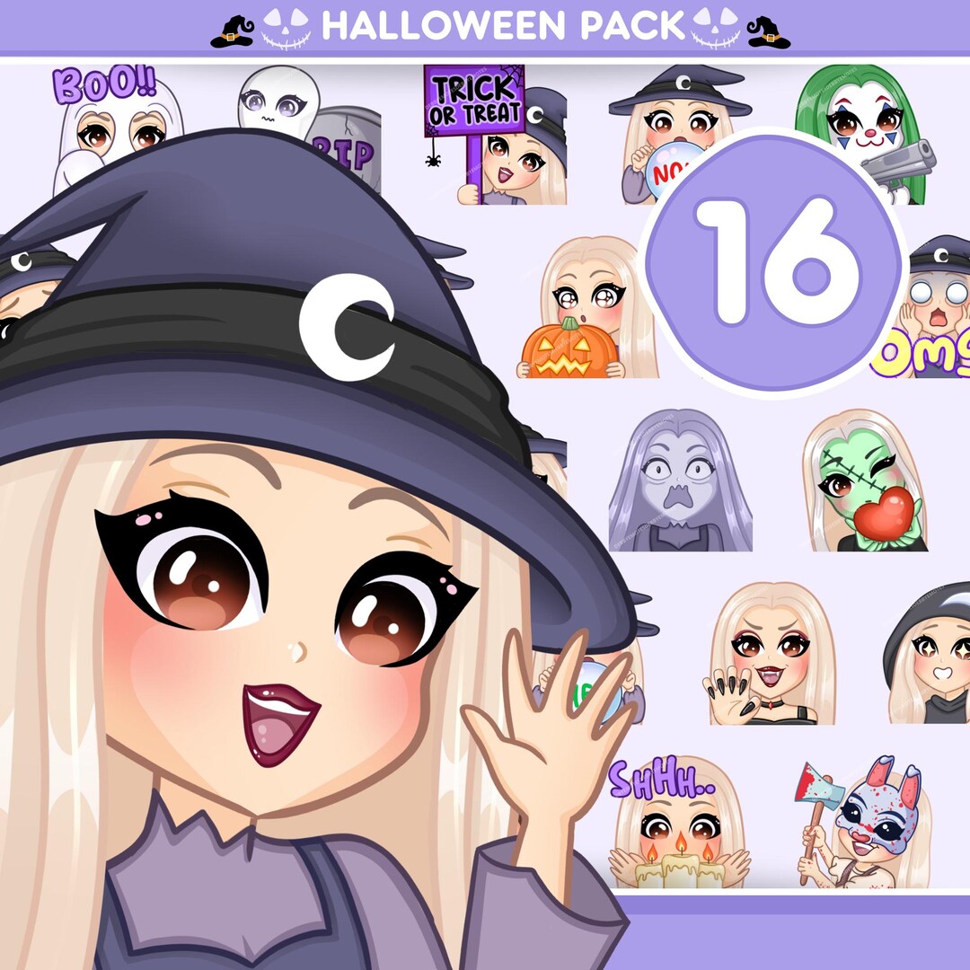 Witch Girl Emotes, Halloween Bundle for Twitch, Discord and Any Stream ...