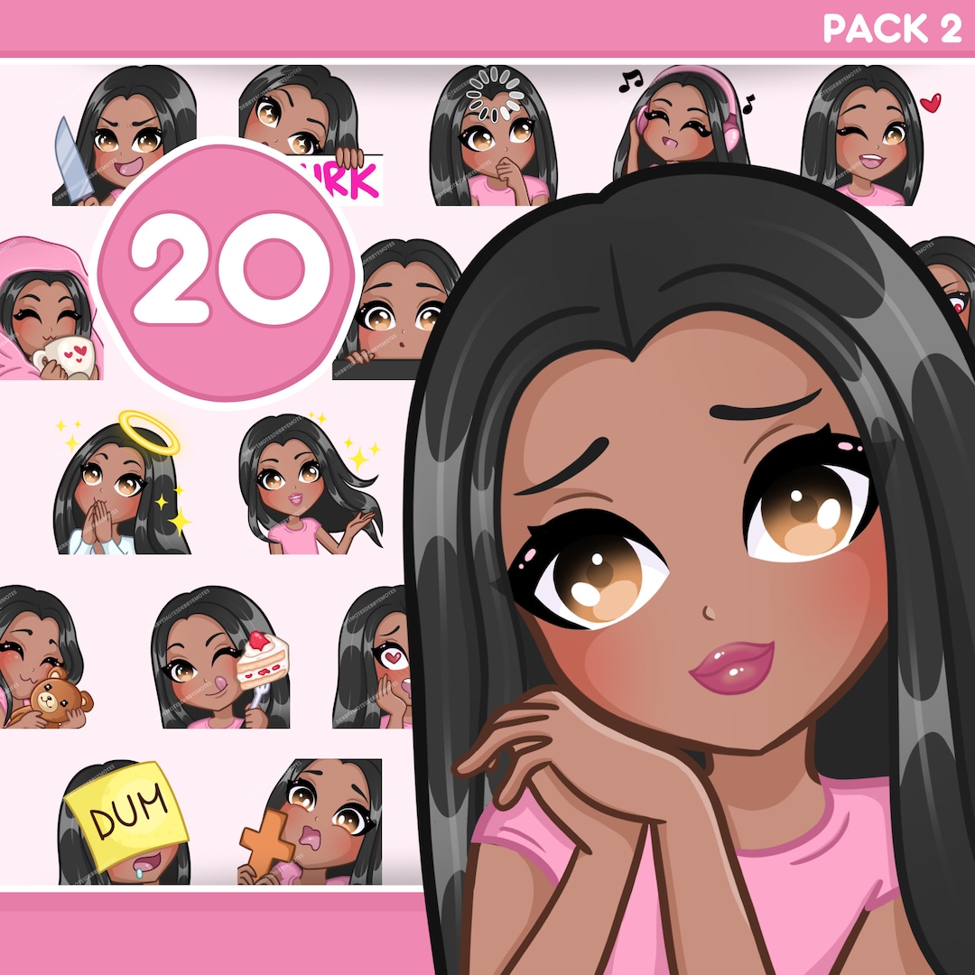 Cute Twitch Girl Emotes, Bundle 20pcs for Discord, Youtube and Any ...