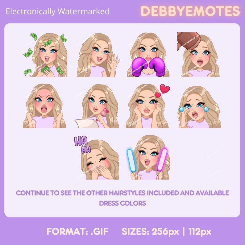 Animated Twitch Girl Emotes | 10 Animated Emotes | Twitch & Discord ...