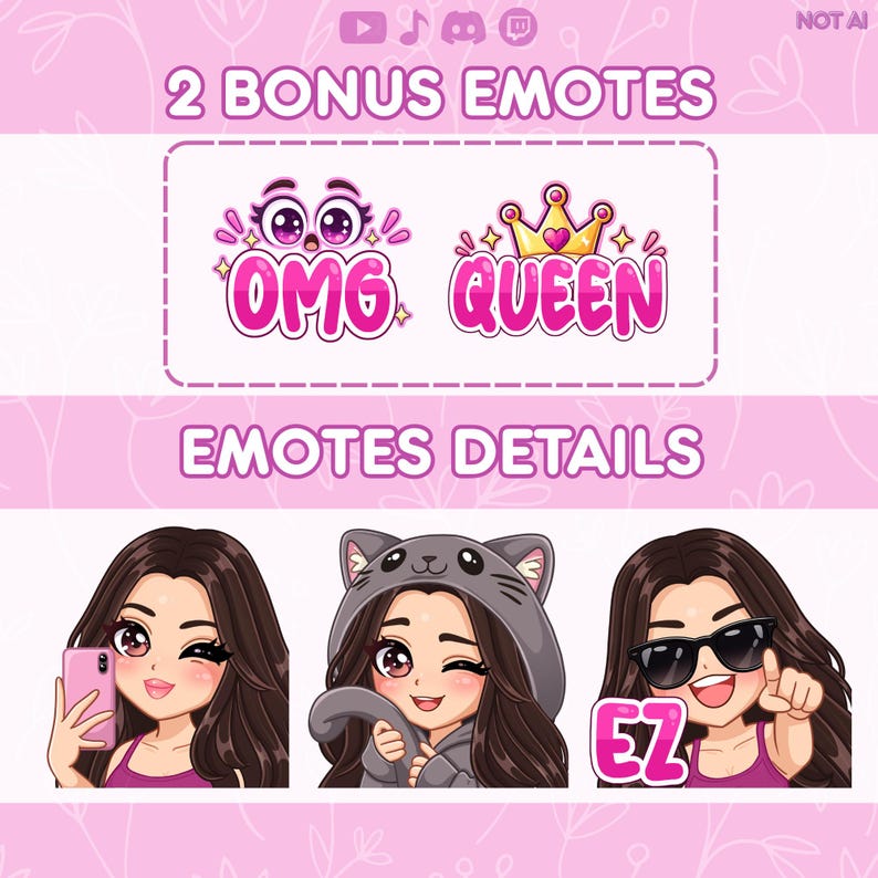 Twitch Emotes Pack – 50 Cute Chibi Girl Emotes, Twitch Emote Pack for ...
