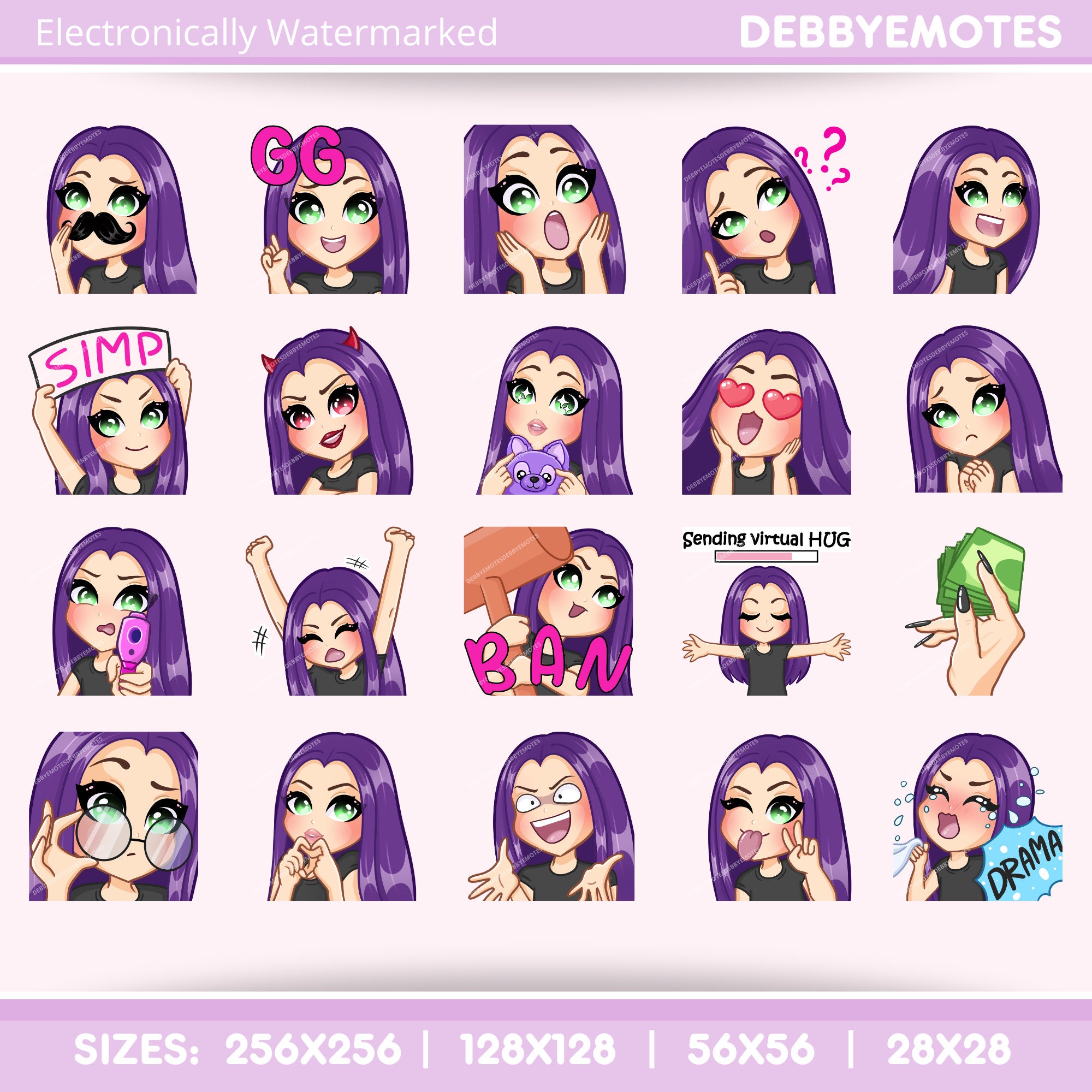 Girl Emotes, 20pcs Animotes for Discord, Kick and Any Stream and Chat ...