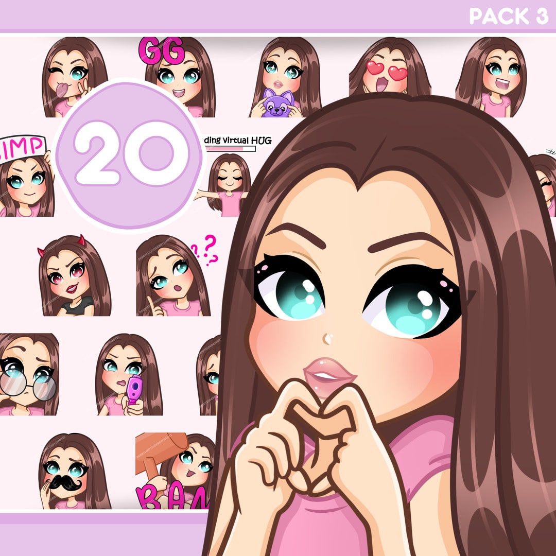 Twitch Emotes, Girl Bundle of 20 Pcs for Discord, Twitch, Youtube and ...
