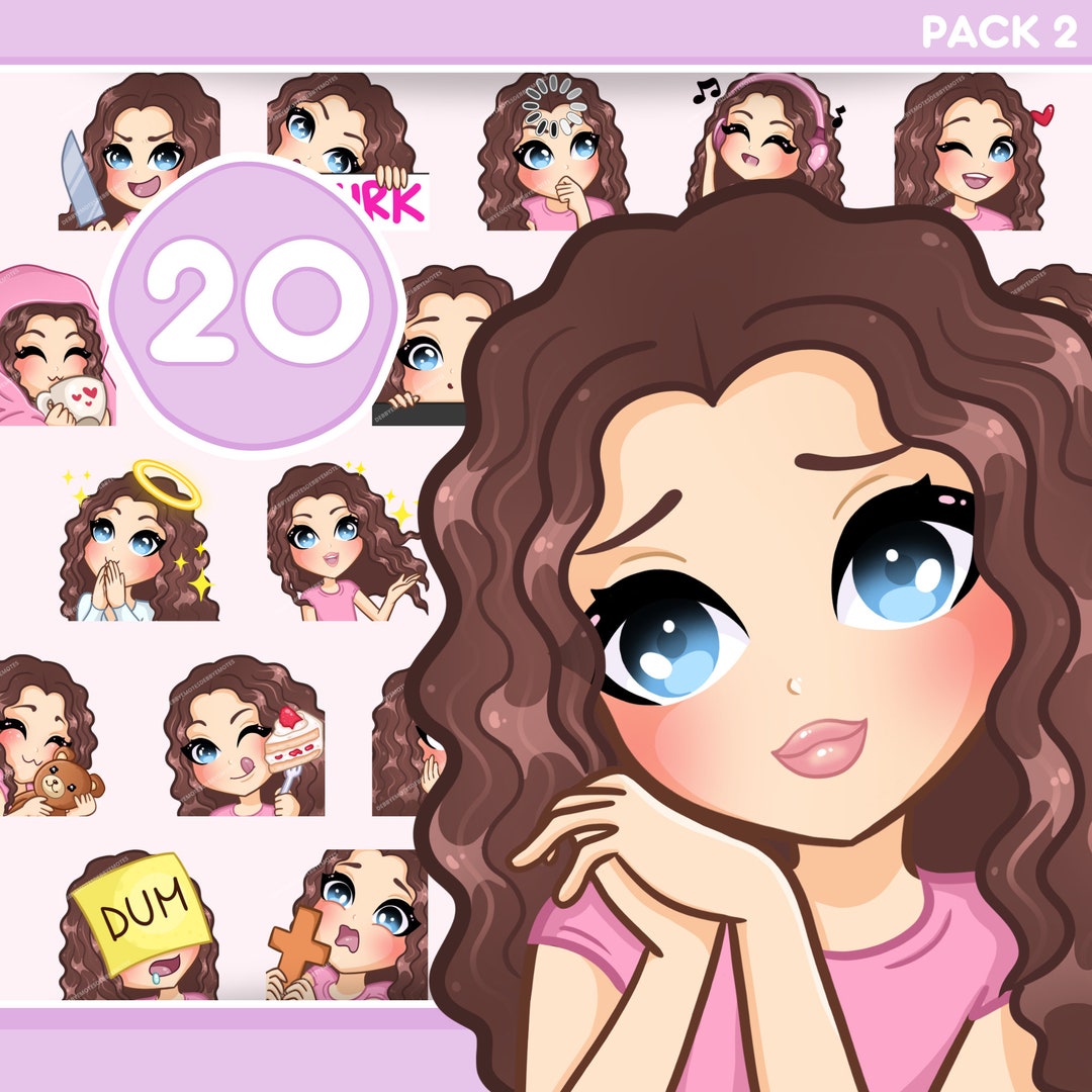 Wavy Hair Girl Emotes 20 Emotes for Discord, Twitch, Kick, Youtube and ...