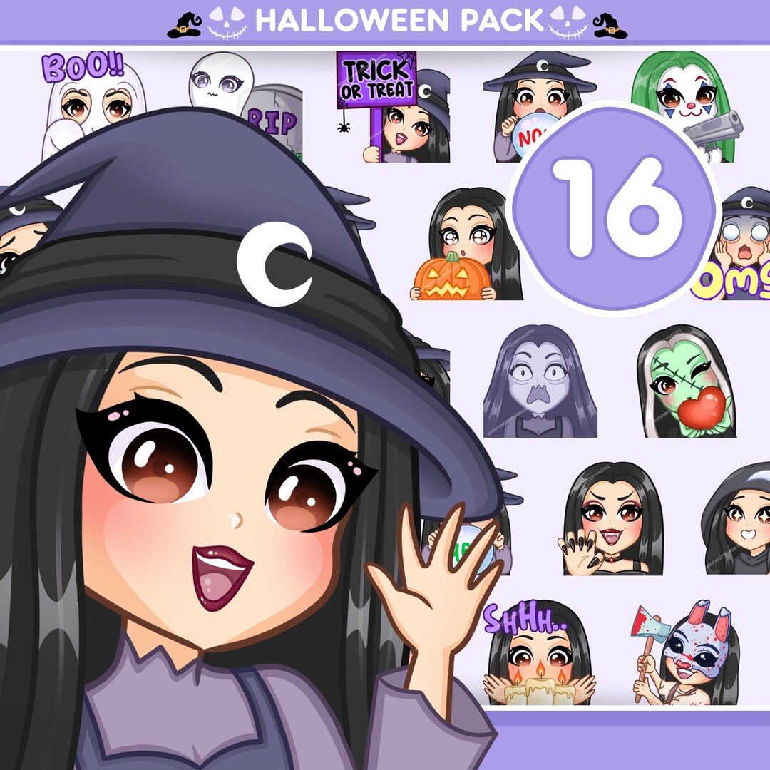 Halloween Emotes, Spooky Emotes 16 Pcs, Bundle for Twitch, Discord and ...