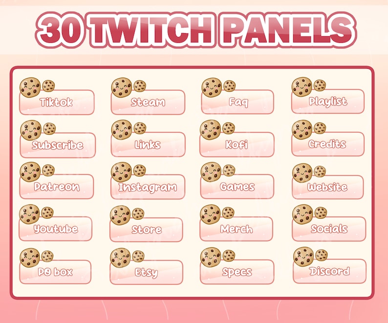 Twitch Panels Cookies for Twitch Banner Stream Schedule - 30 Panels ...